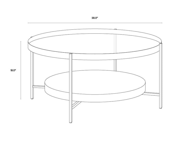 Gia Coffee Table – Elegant Round Glass Top with White Concrete Shelf