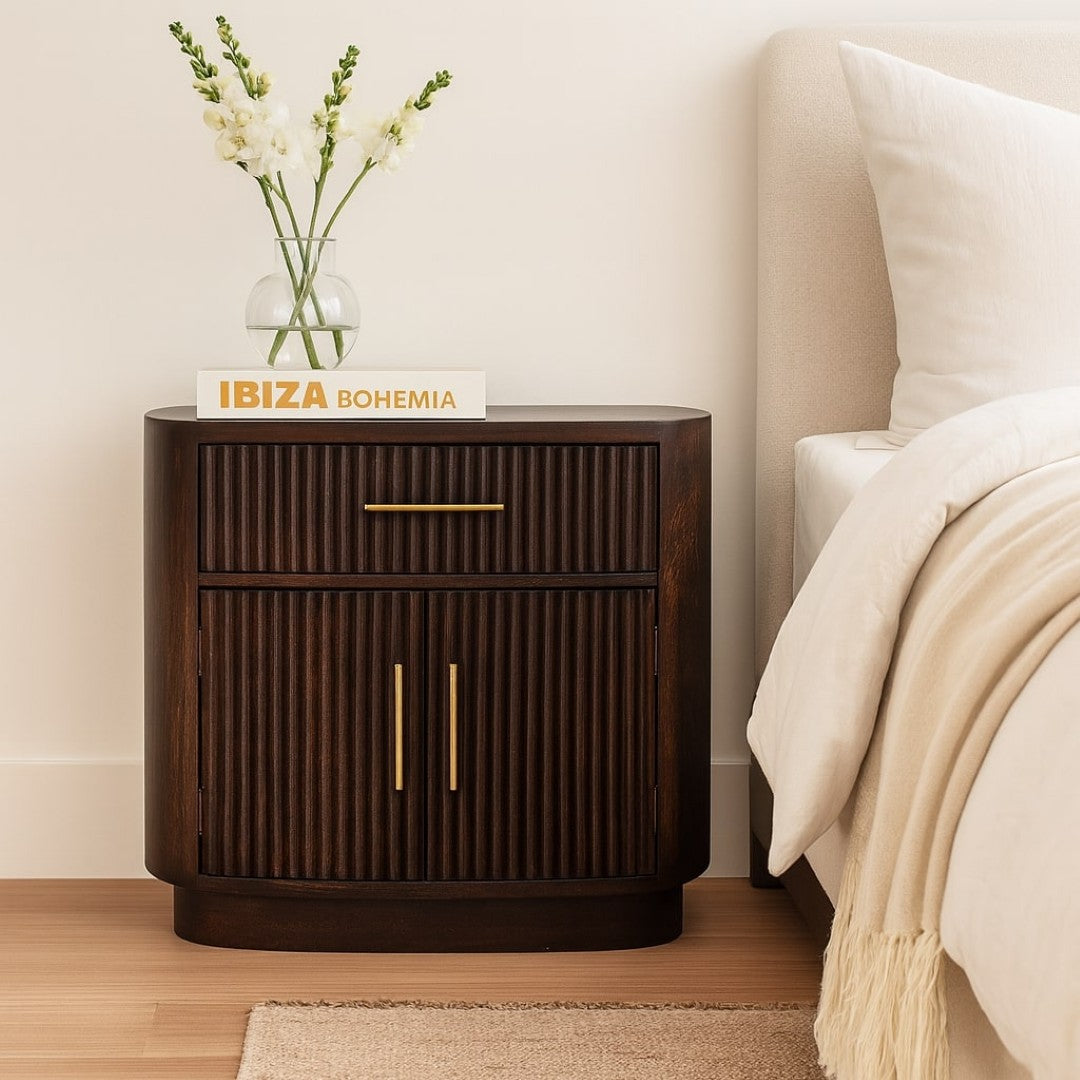 Solid Wood Milan Bedside Table In Velvet Mocha - Handcrafted Storage W