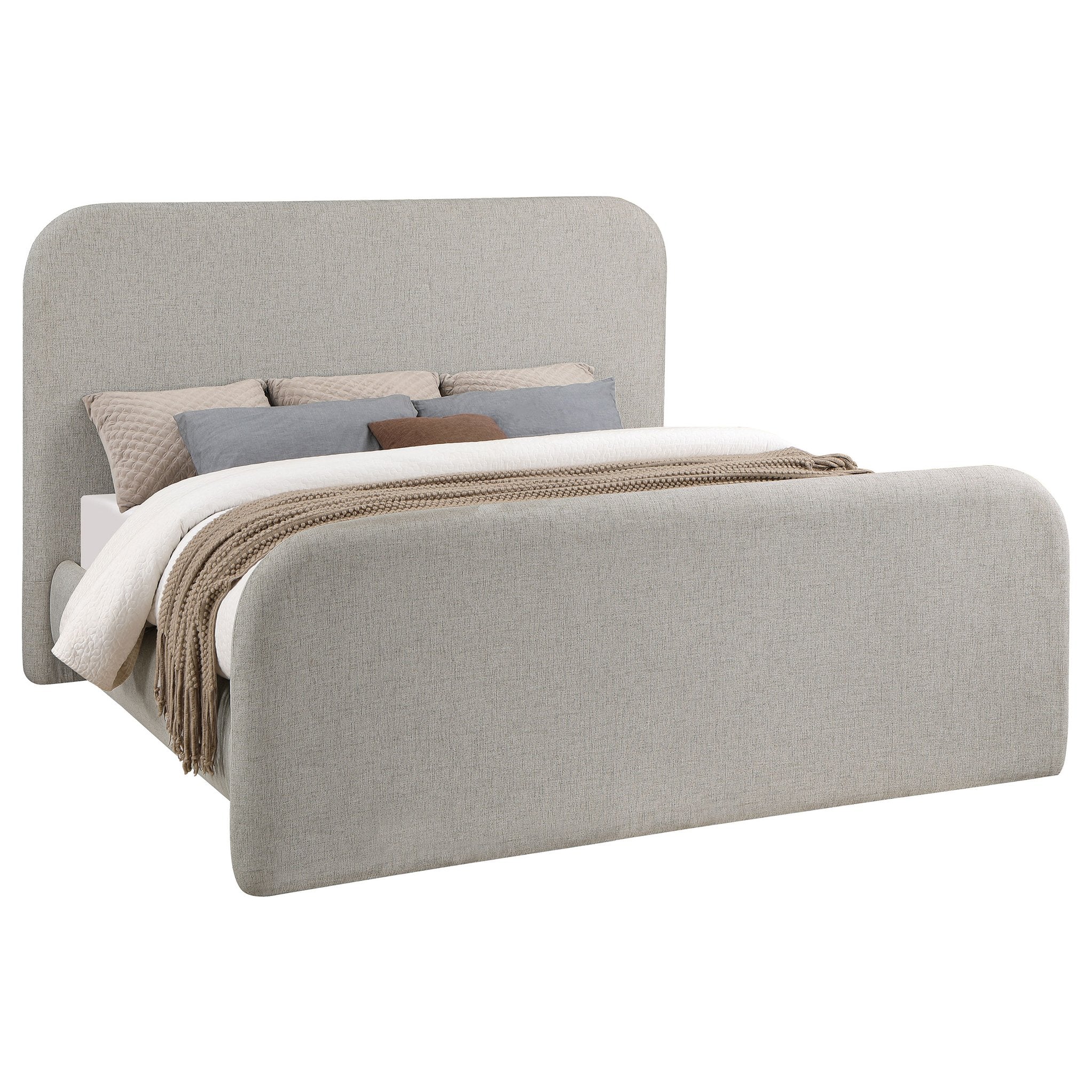 Kendra Grey Eastern King Upholstered Platform Bed - Modern Design, Sof