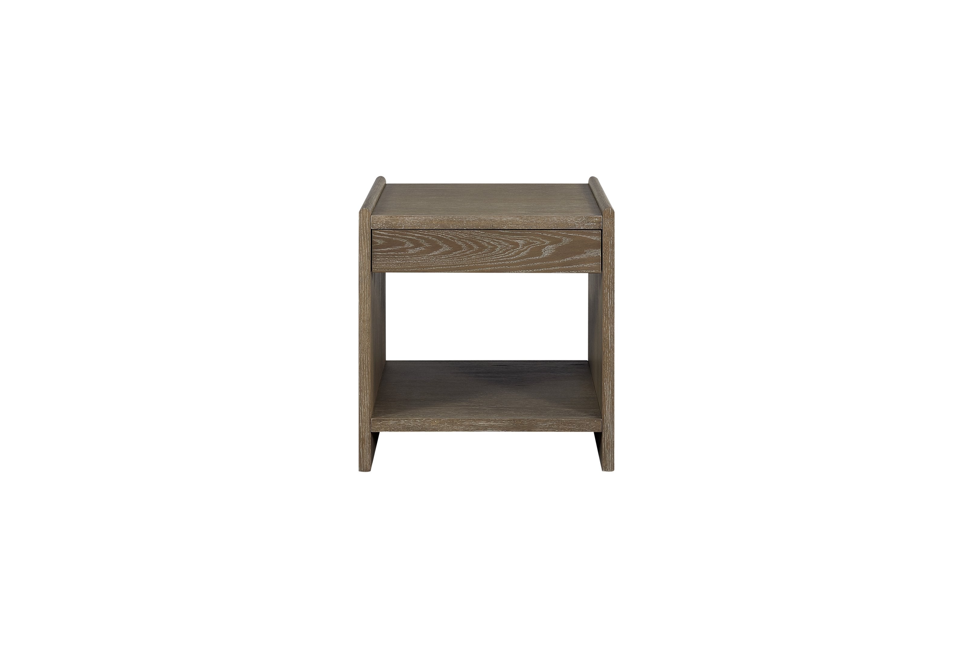 End Table Cocoa Solid Wood & Mdf, Weathered Brown Finish, Soft-Close D