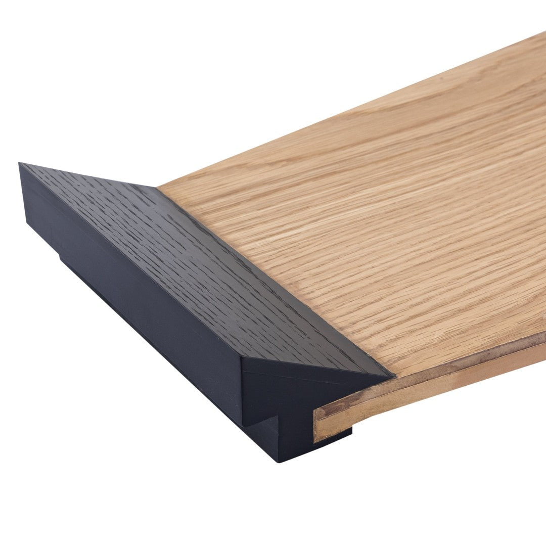 Facet Tray - Sculptural Light Oak Serving Tray With Black Handles For