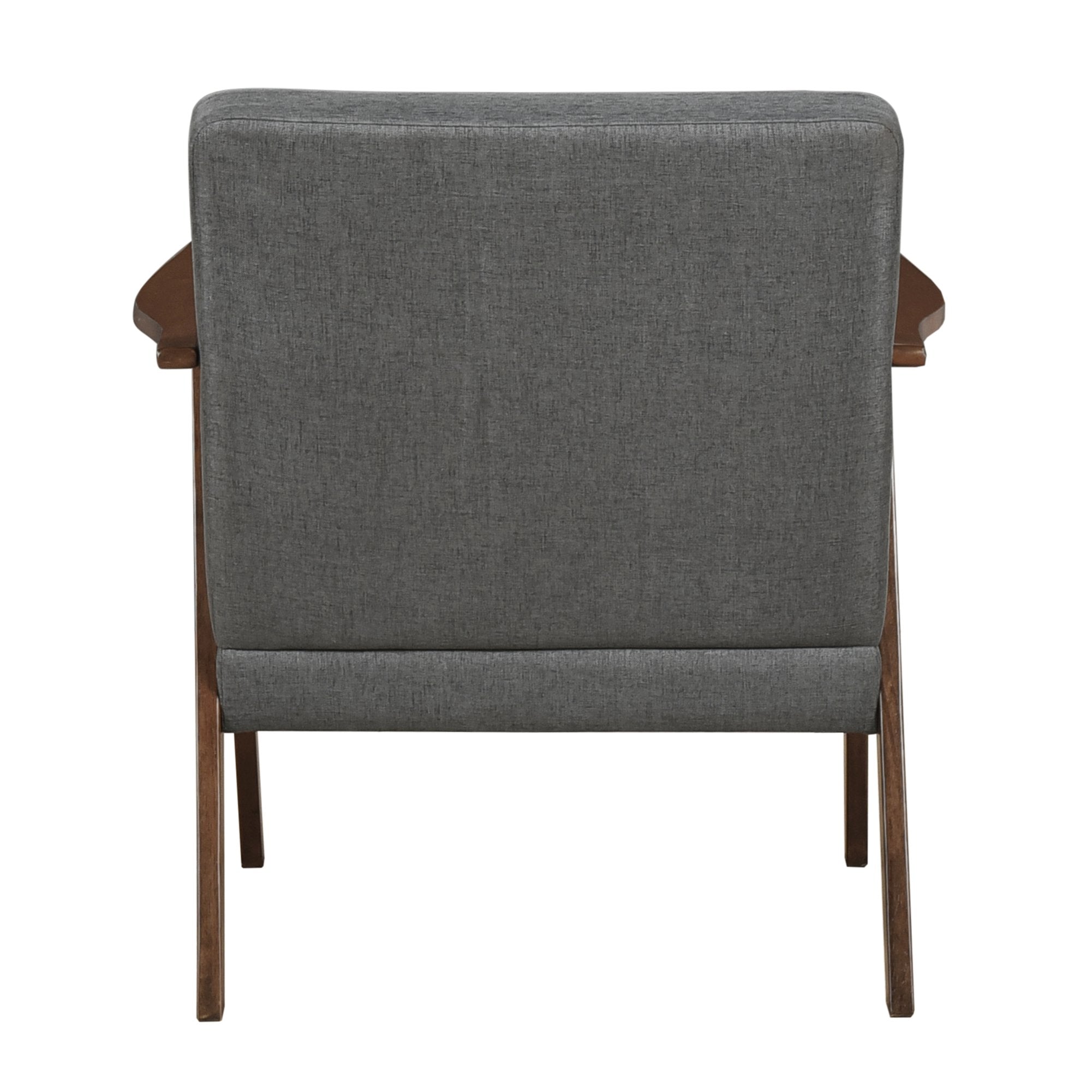 Modern Mid-Century Accent Chair Walnut Frame With Textured Linen Uphol