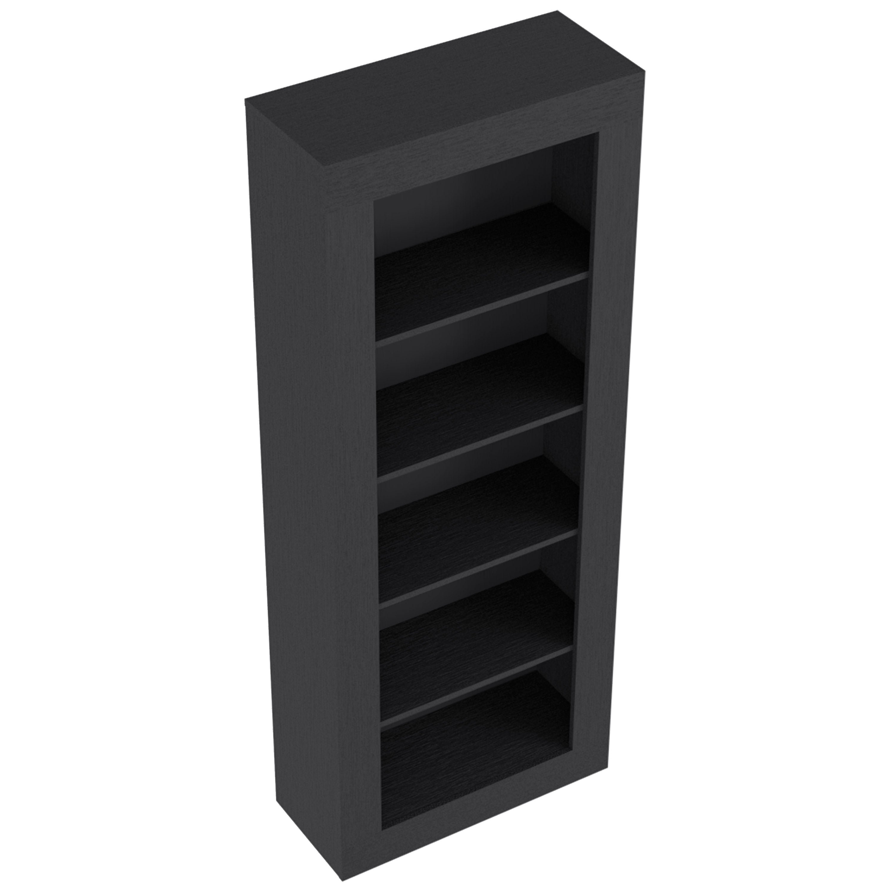 Melbourne 70.3" Black Bookcase with 5 Deep Open Shelves, Ergonomic Par