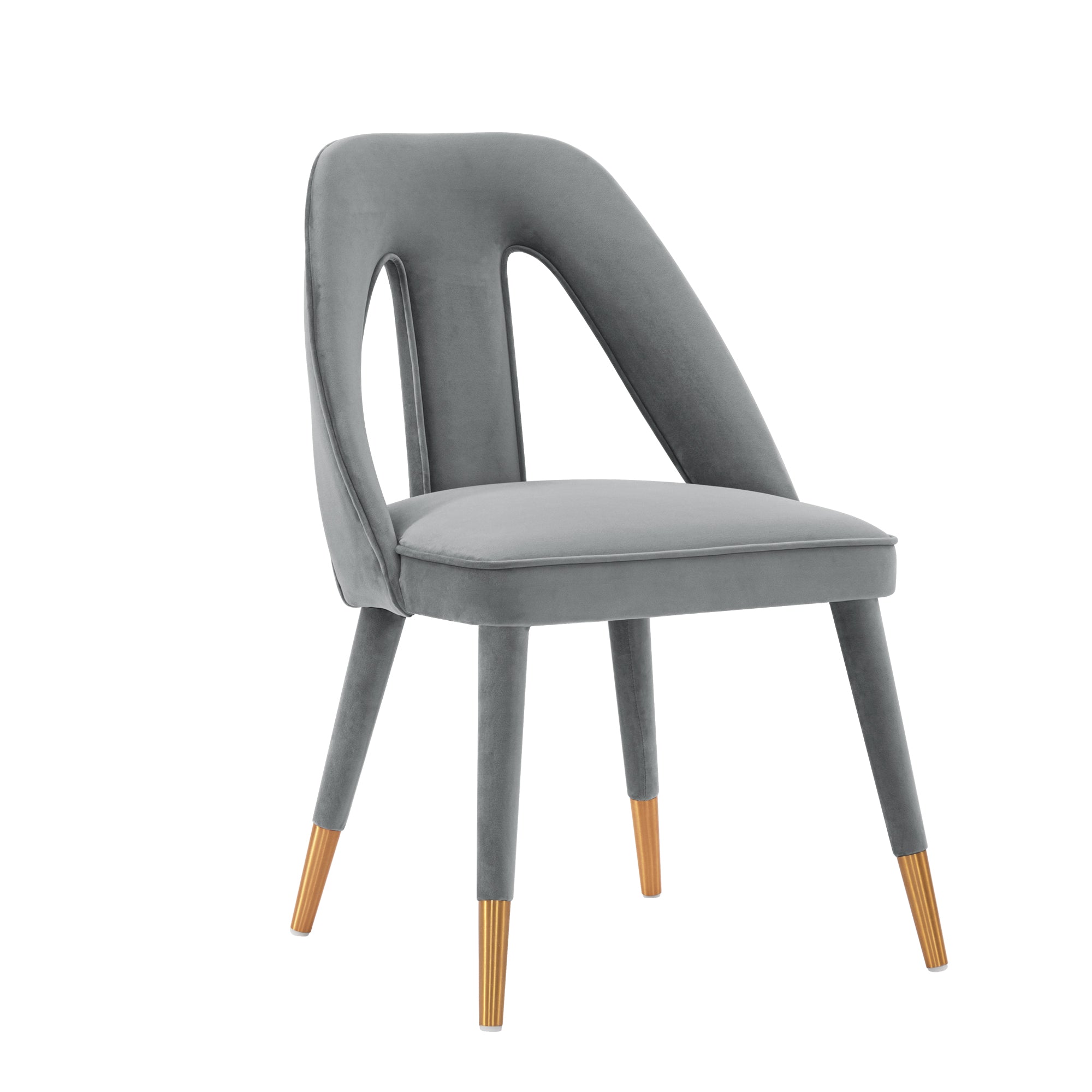 Neda Upholstered Velvet Dining Chair With Gold-Tip Elm Frame, T-Back C