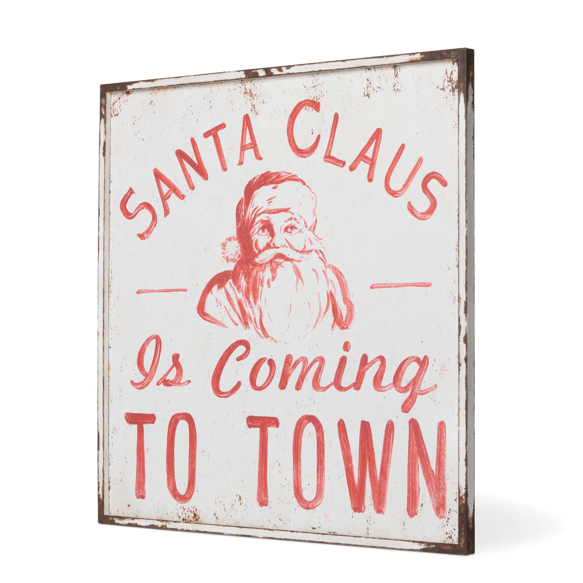 Santa Claus Square Iron Plaque – Giant Holiday Decor to Welcome Guests