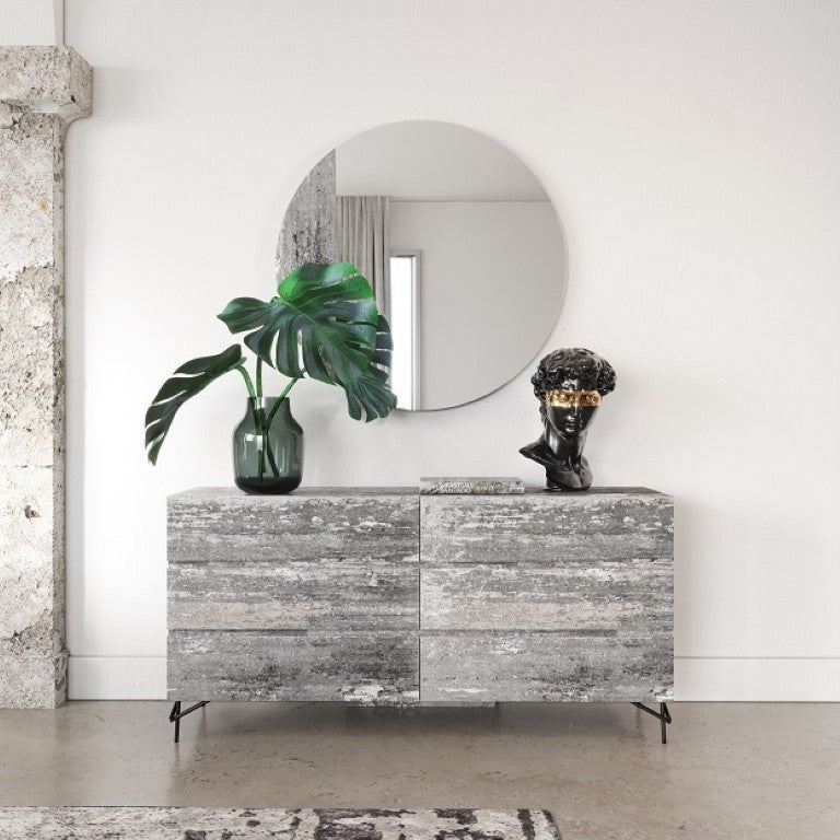 Aria Italian-Made Modern Rustic Ek Bedroom Set With Grey Magnum Uphols