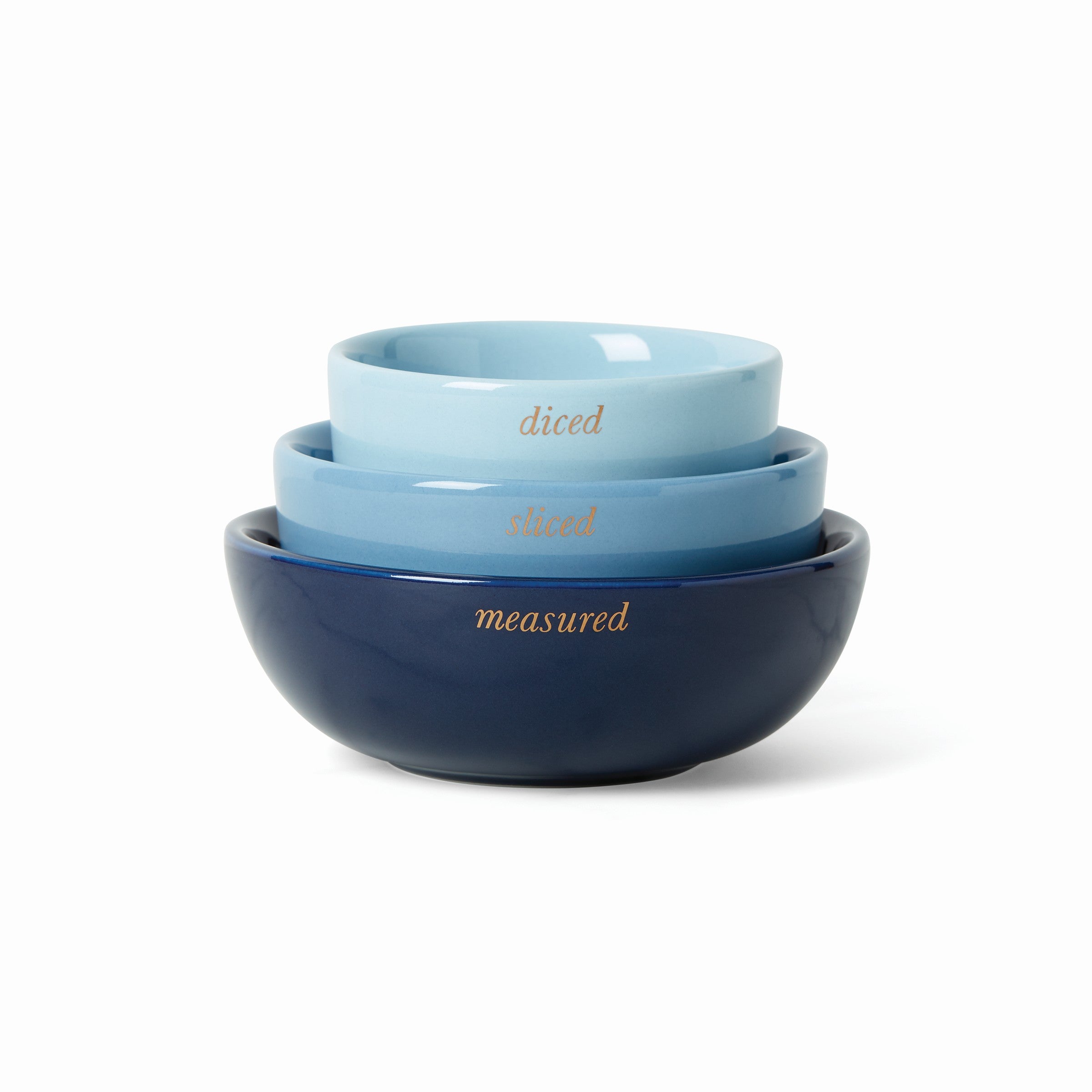 Kate Spade Stylish Blue Stoneware Prep Bowls, Set of 3 - Dishwasher Sa