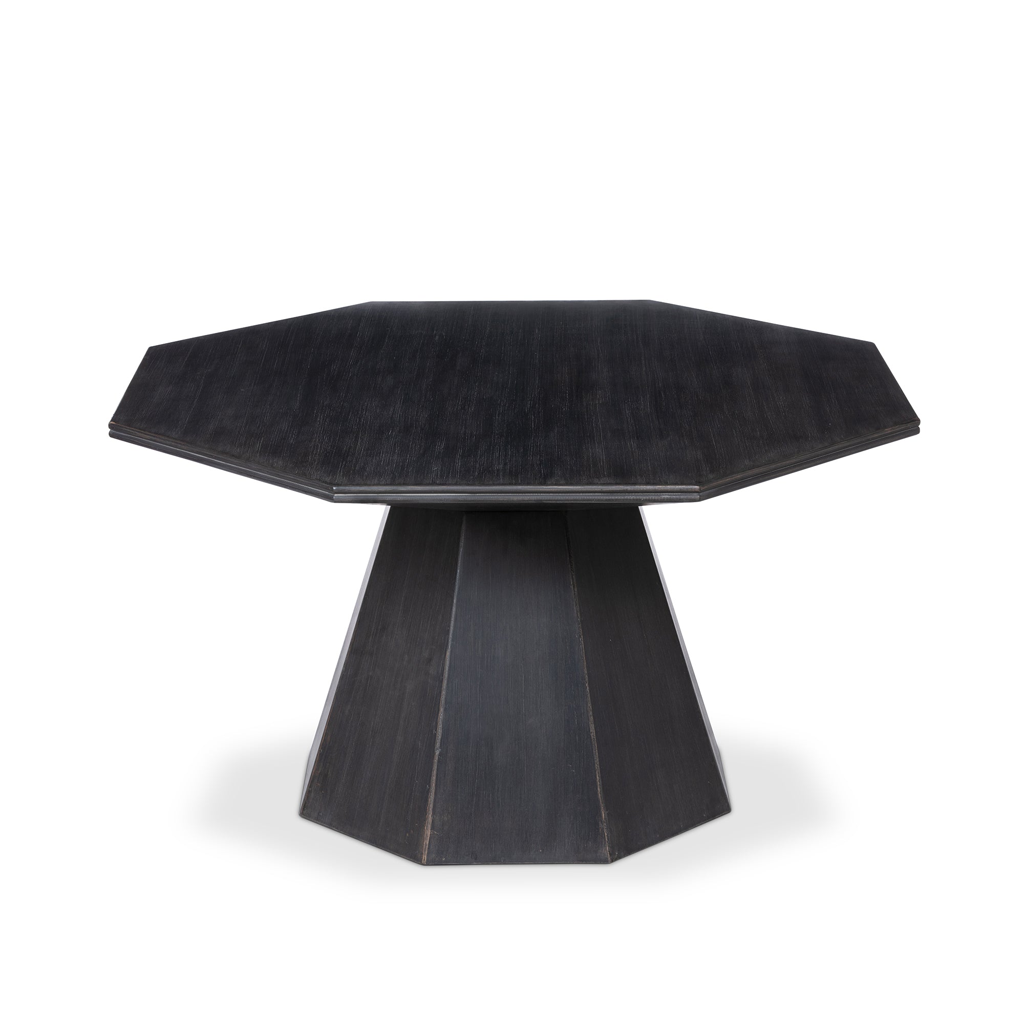 William Modern Octagonal Foyer Table in Black Stain - Unique Pine Wood