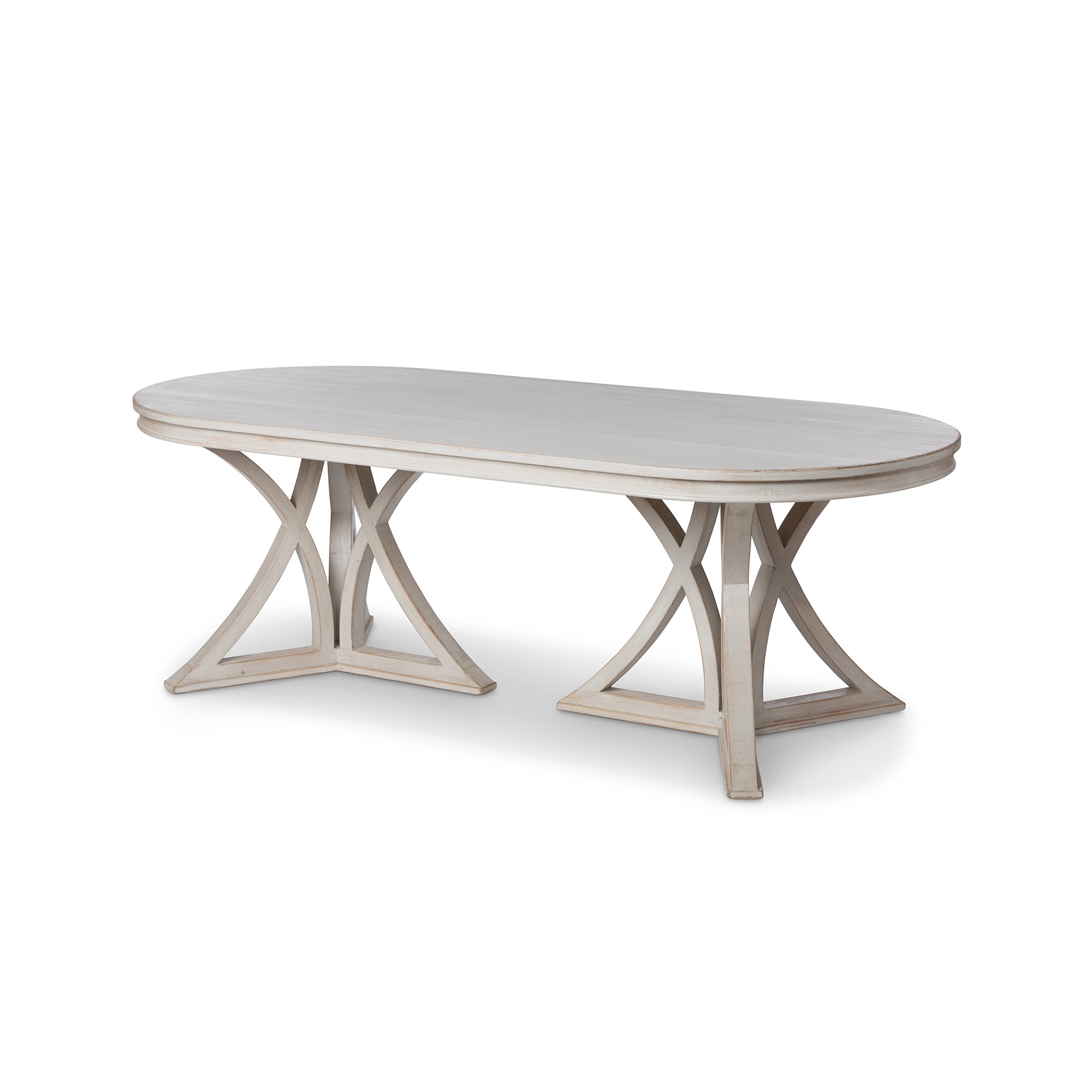 Delray Oval Dining Table - Handcrafted Pine with Graceful Curved Base,