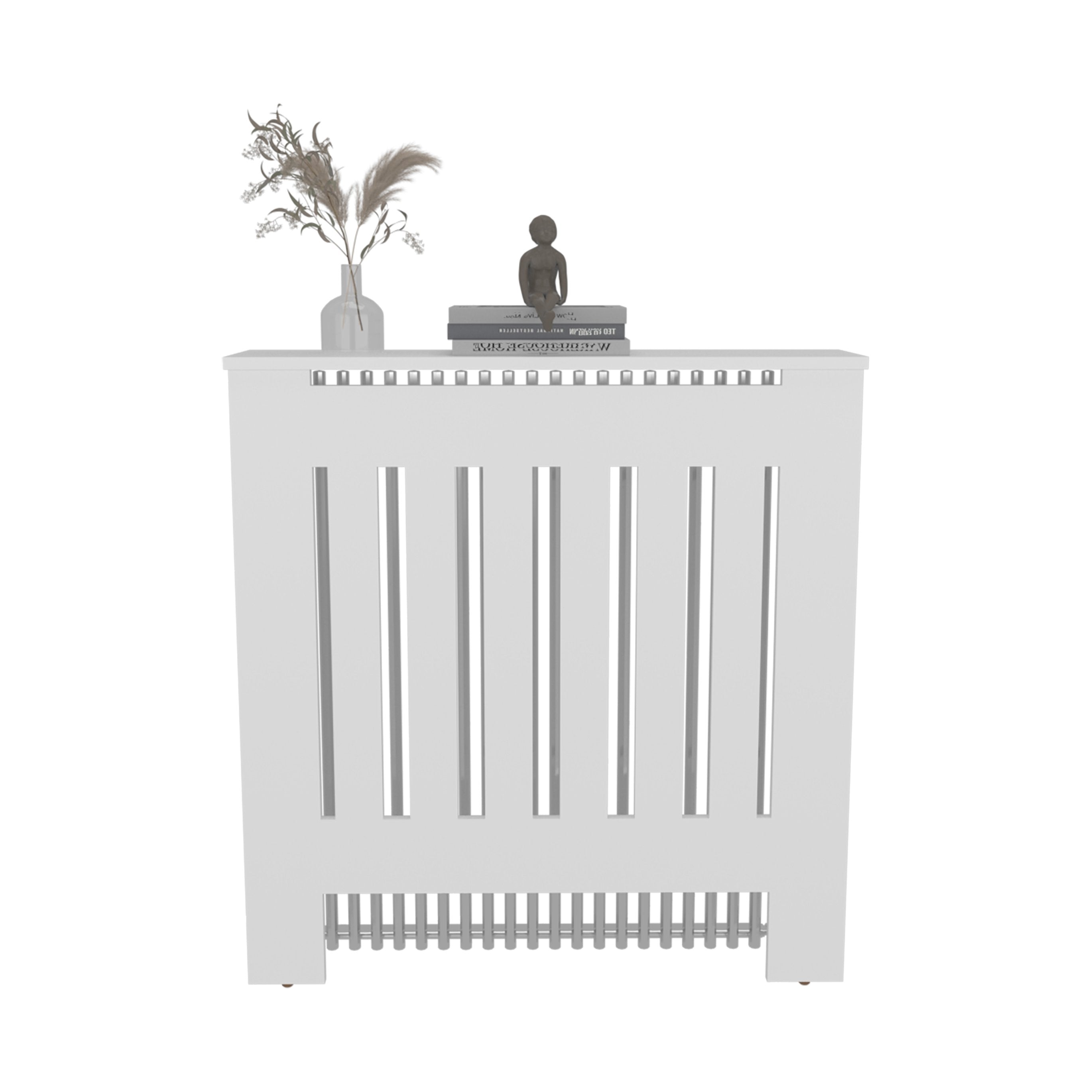 Radiator Cover Cabinet with Open Shelf Slim White Engineered Wood Hall