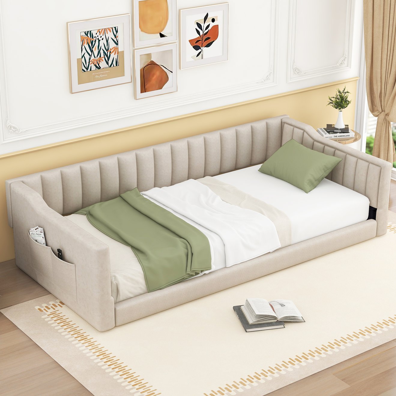 Twin Xl Upholstery Daybed With Vertical Channel Tufting, Velvet Fabric