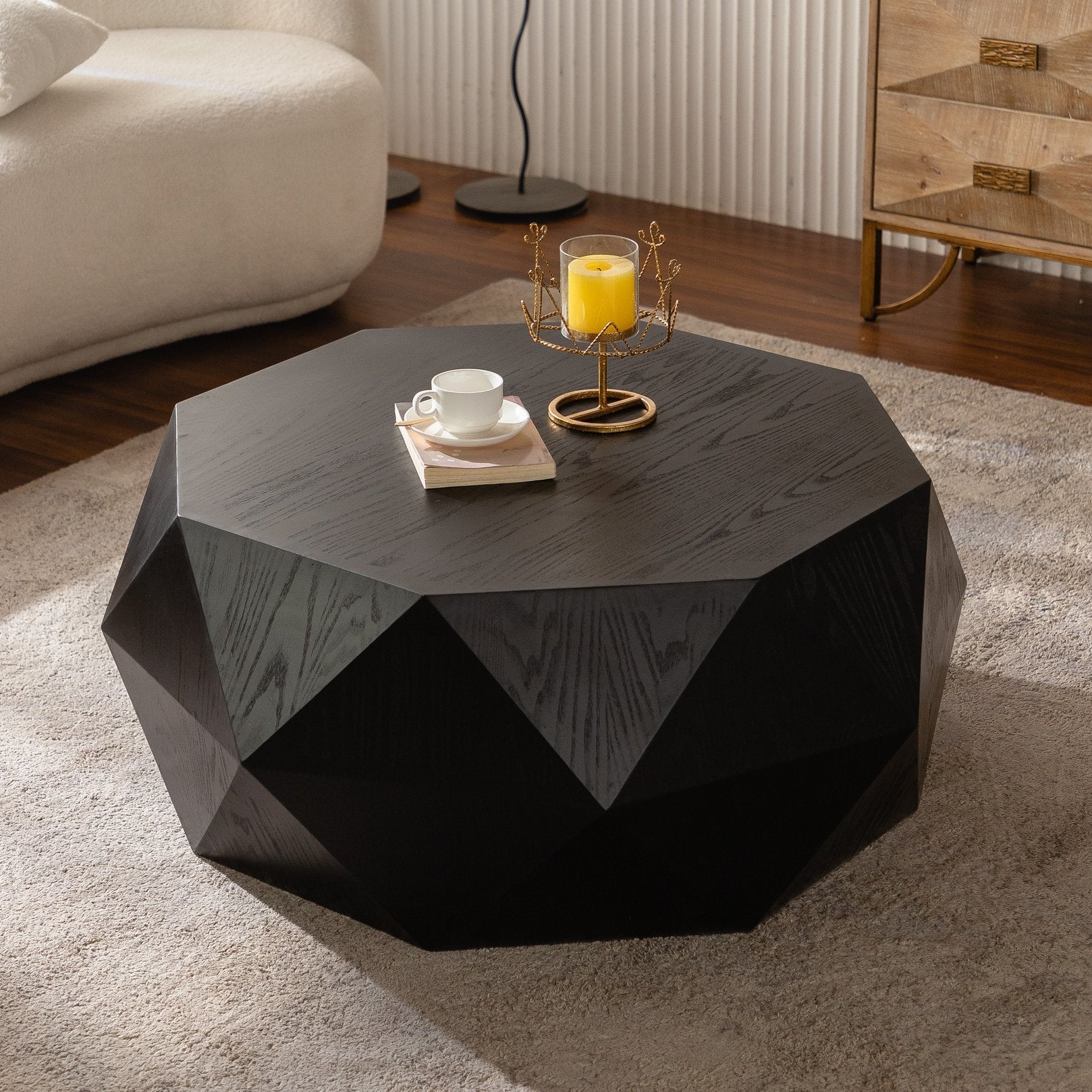 38"Three-dimensional Embossed Pattern Coffee Table – Vintage American