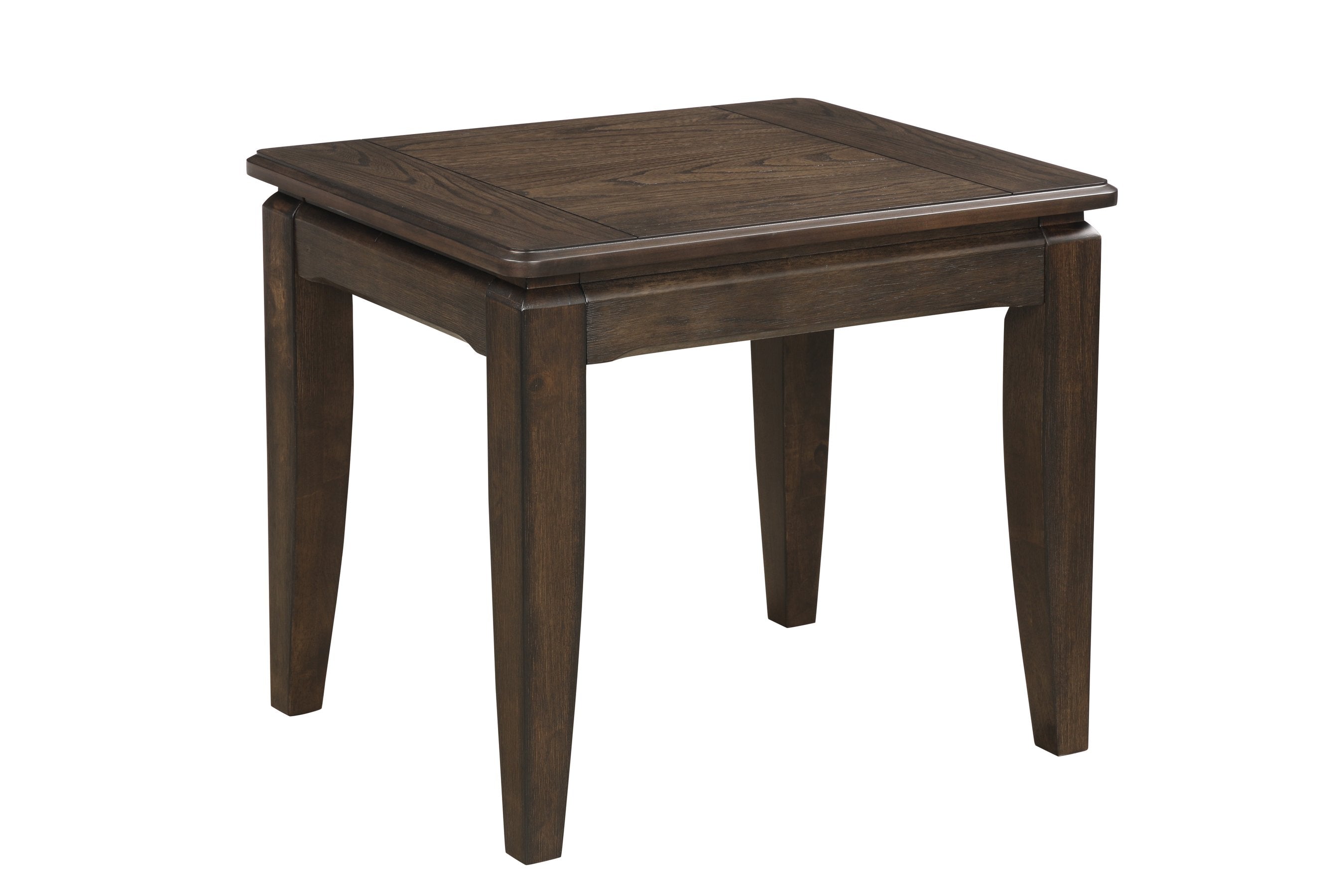 End Table Mahogany Coffee Finish Solid Wood & Mdf Elm Veneer Tapered L