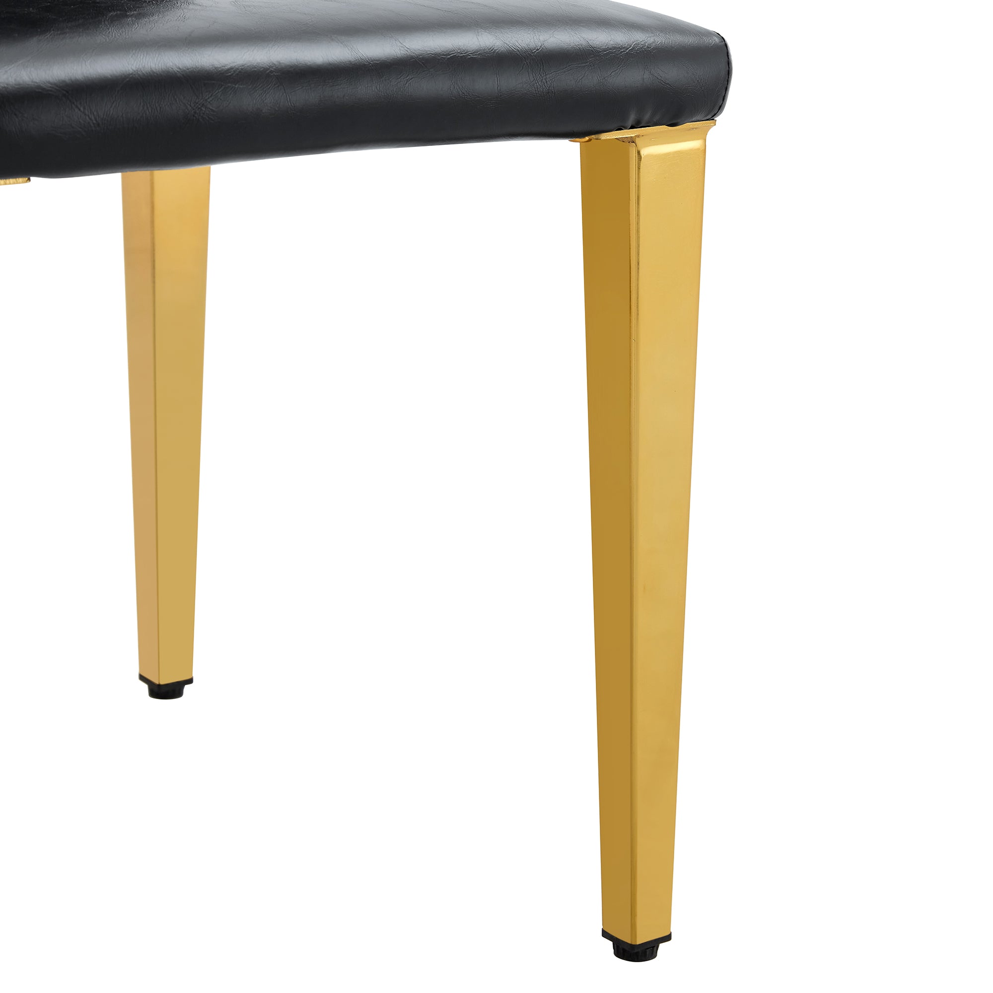 Four PU dining chairs with sleek silver metal legs, ergonomic PU seats