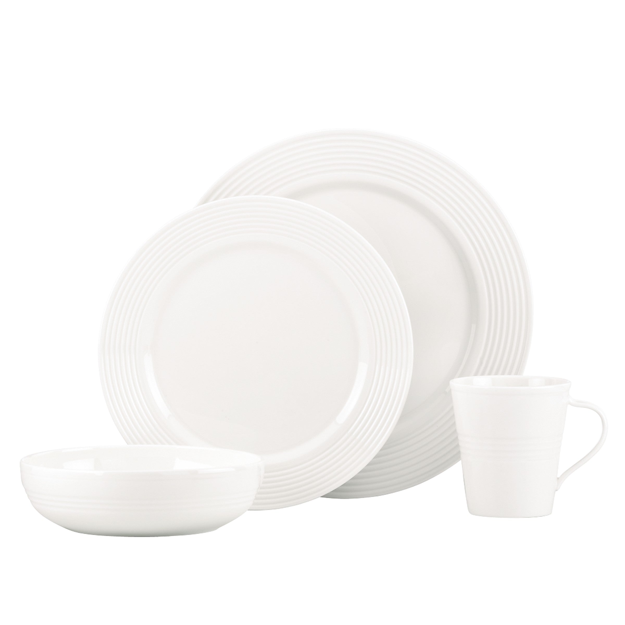 Tin Can Alley Seven Degree 4-Piece Dinner Set, Porcelain, Dishwasher S