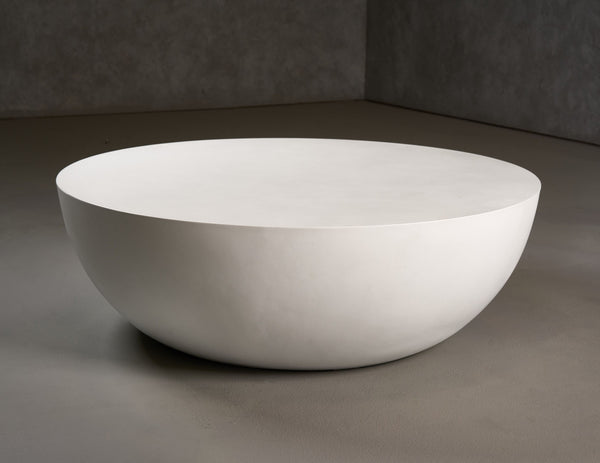 Modrest Bronte - Modern White Concrete Round Coffee Table – English Elm