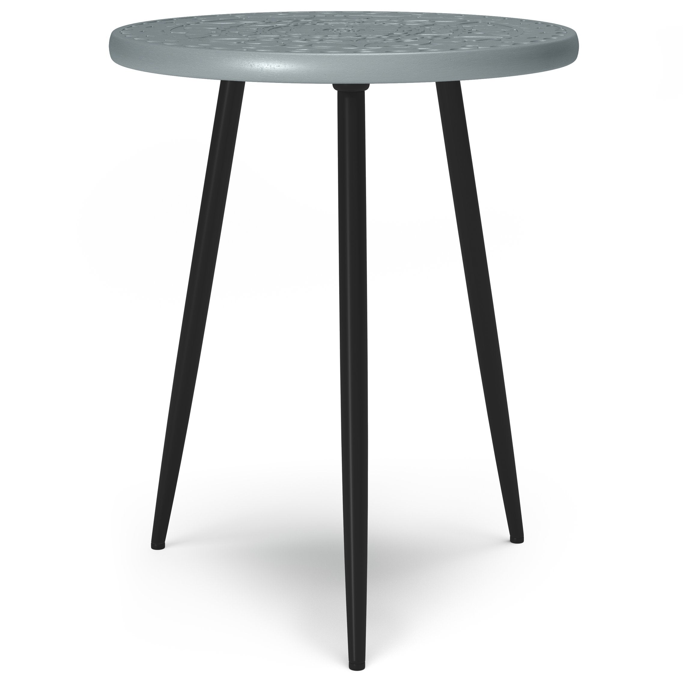 Sherbourne Handcrafted Grey Side Table With Carved Mango Wood Top & Bl