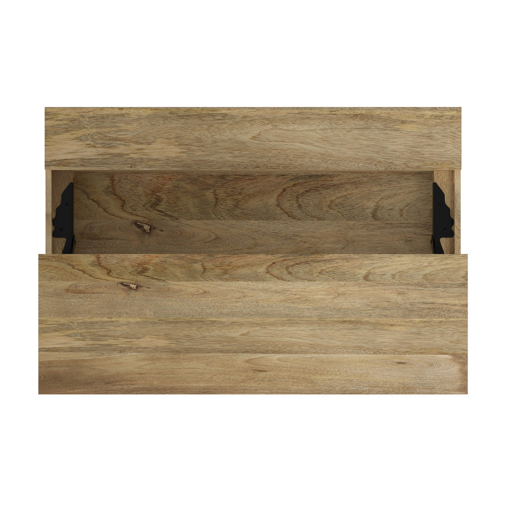 Reeves Lift Top Coffee Table In Natural Mango Wood With Raffia, Iron B