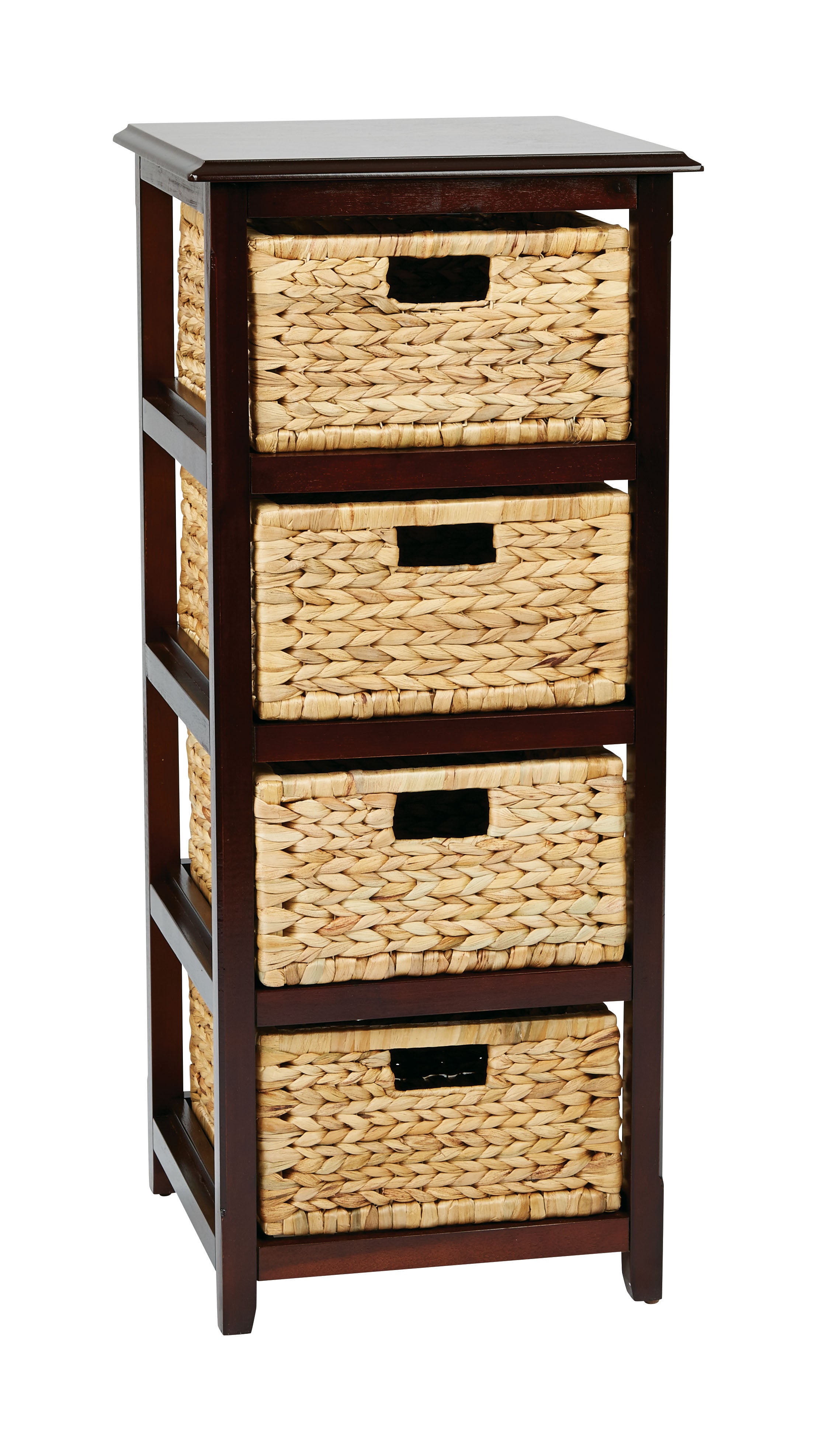 Seabrook Four-Tier Storage Tower with Charming Natural Baskets for Sty
