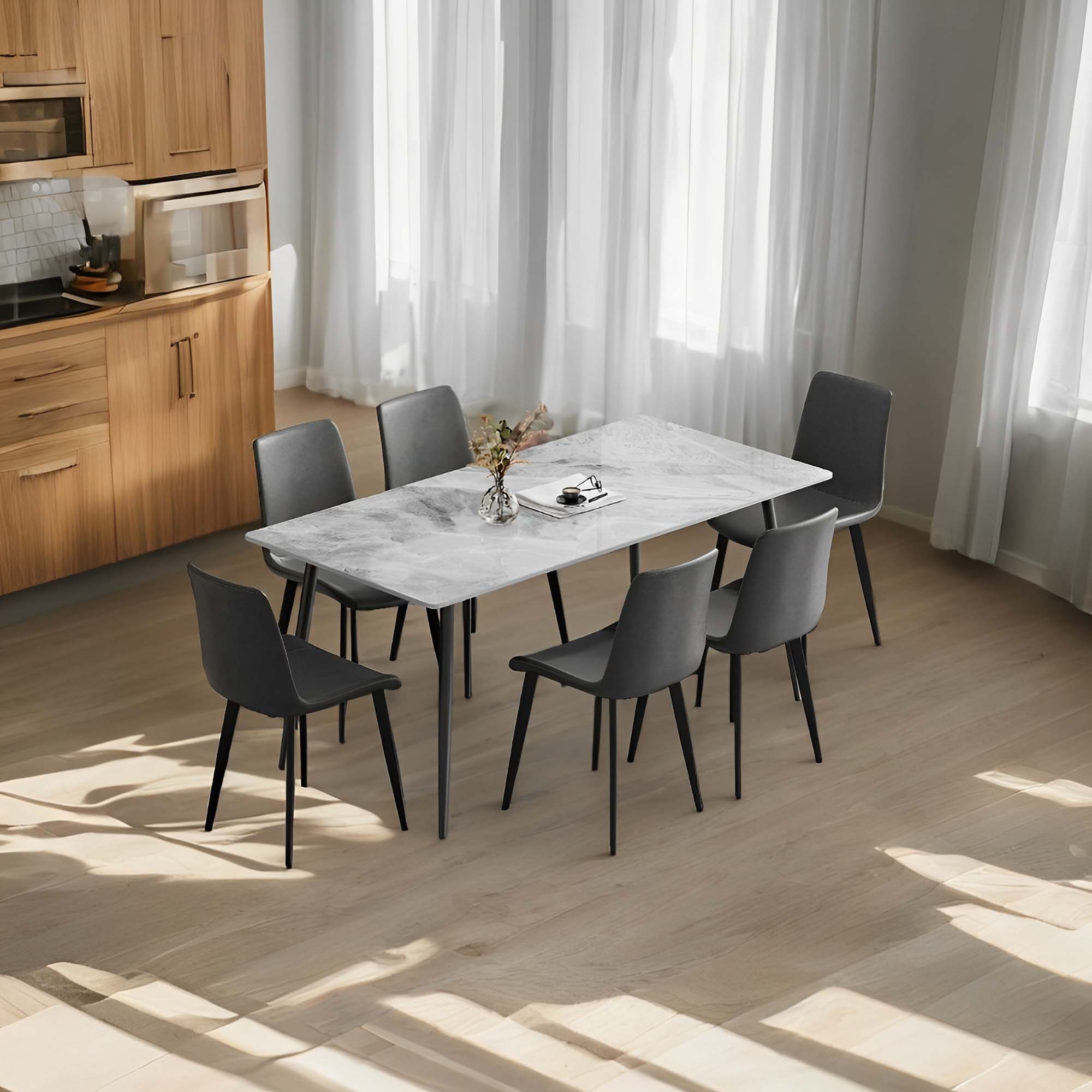 Dining Chairs Set Of 4, Modern Faux Leather Upholstered Seats With Stu
