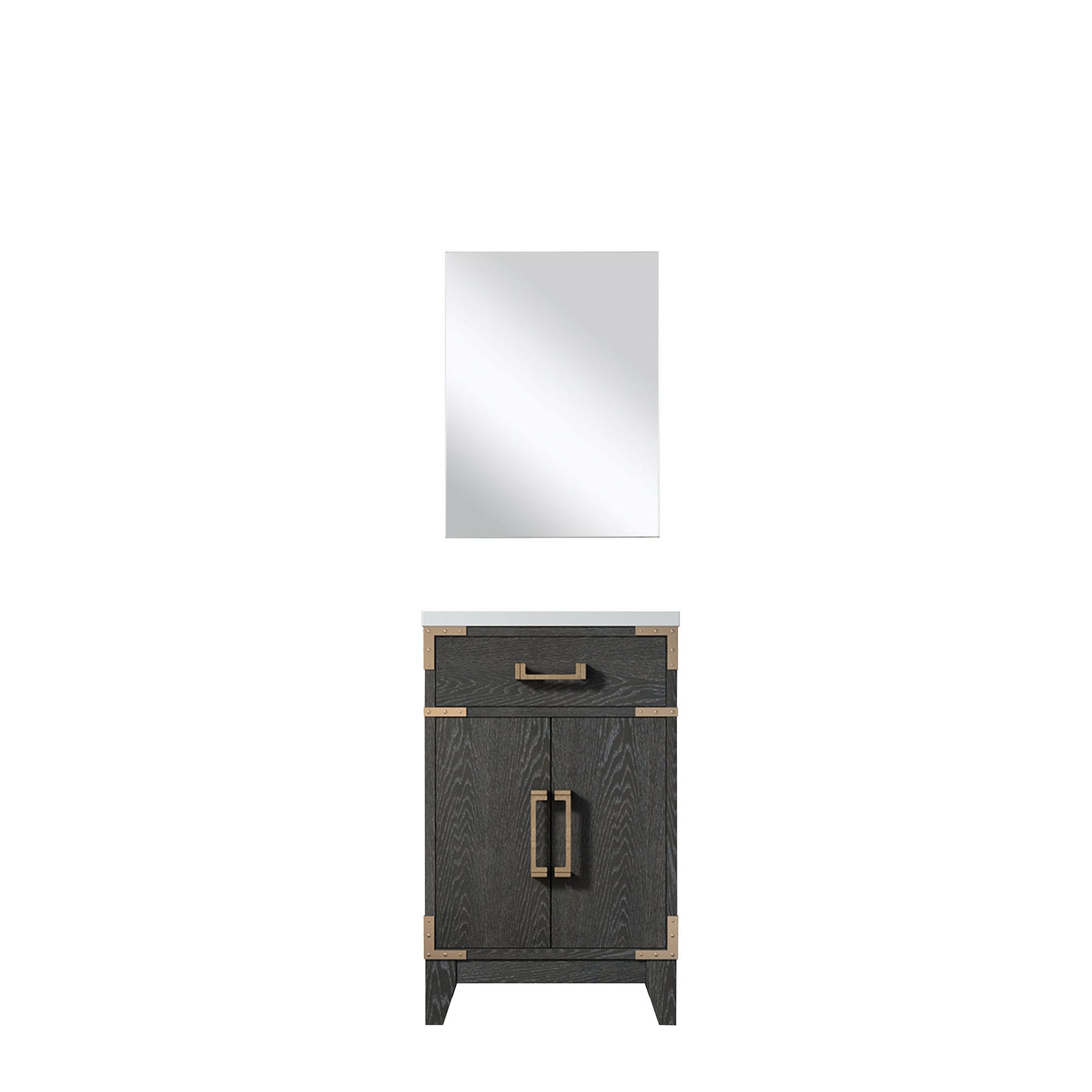 Black Oak Single Bath Vanity With Acrylic Countertop & 18" Mirror - Pe