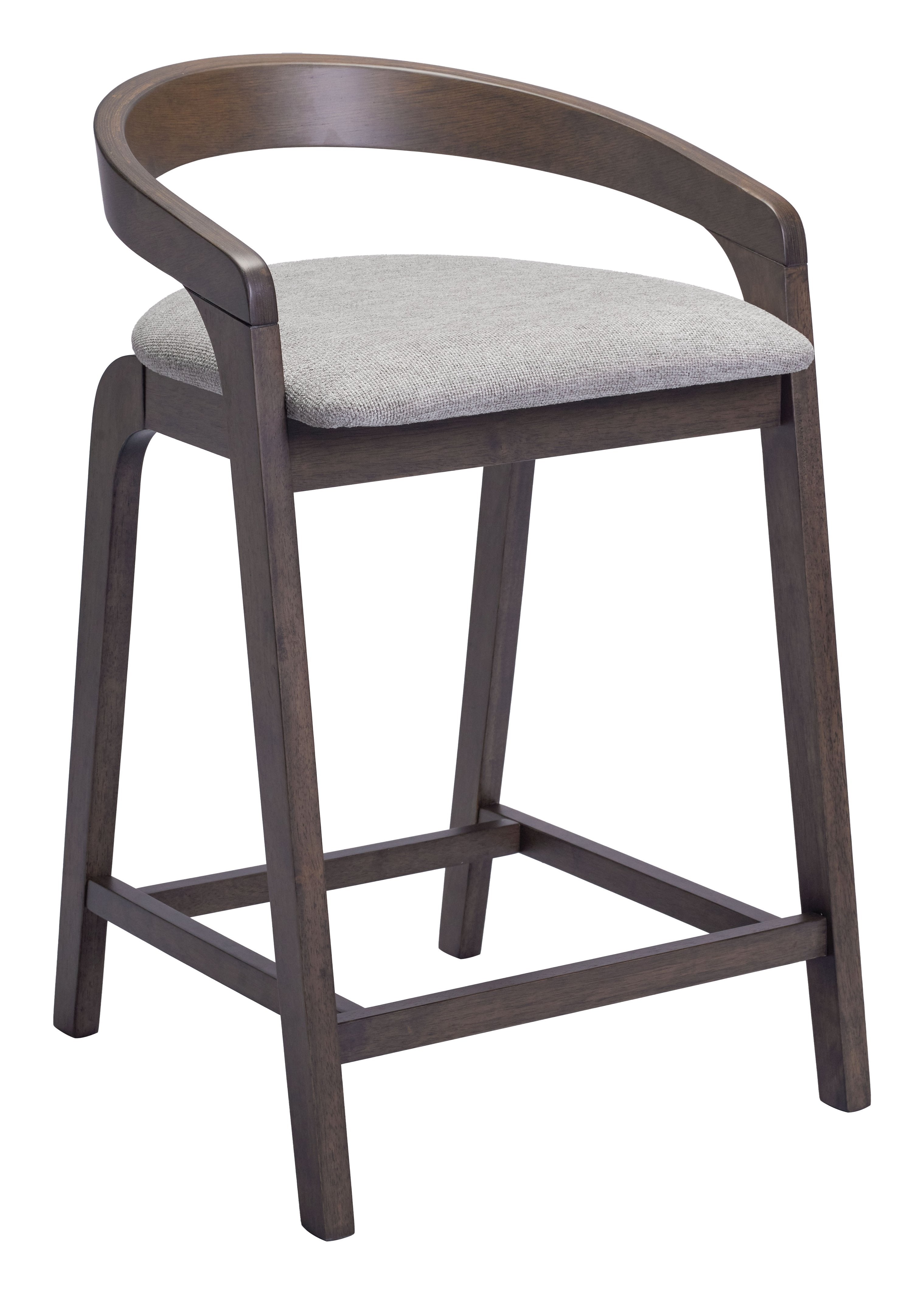 Troy Counter Stool Set of 2 - Chic Dove Gray Fabric & Espresso Wood Fr