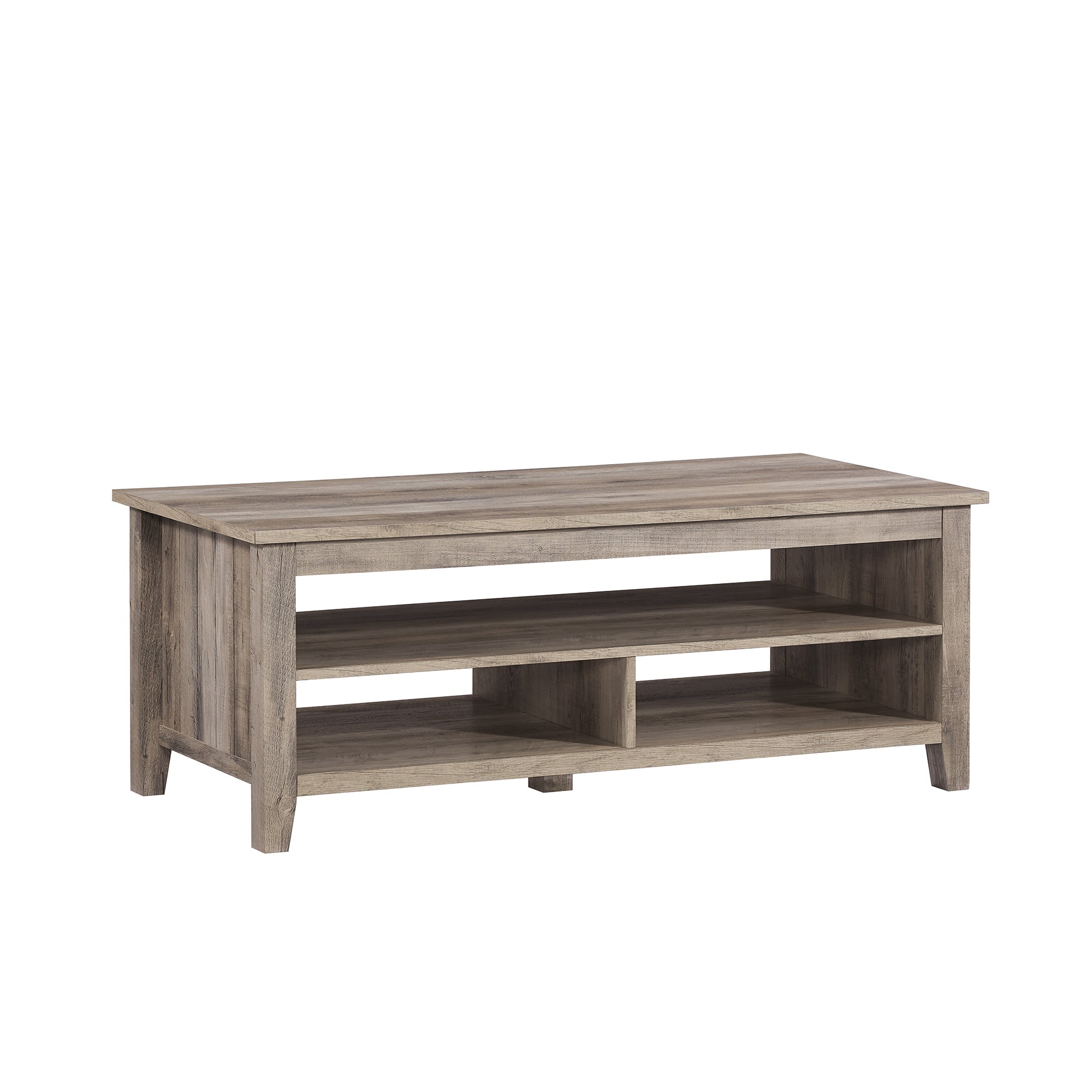 Walker Edison - Coastal Greystone Grooved Panel Coffee Table With Two
