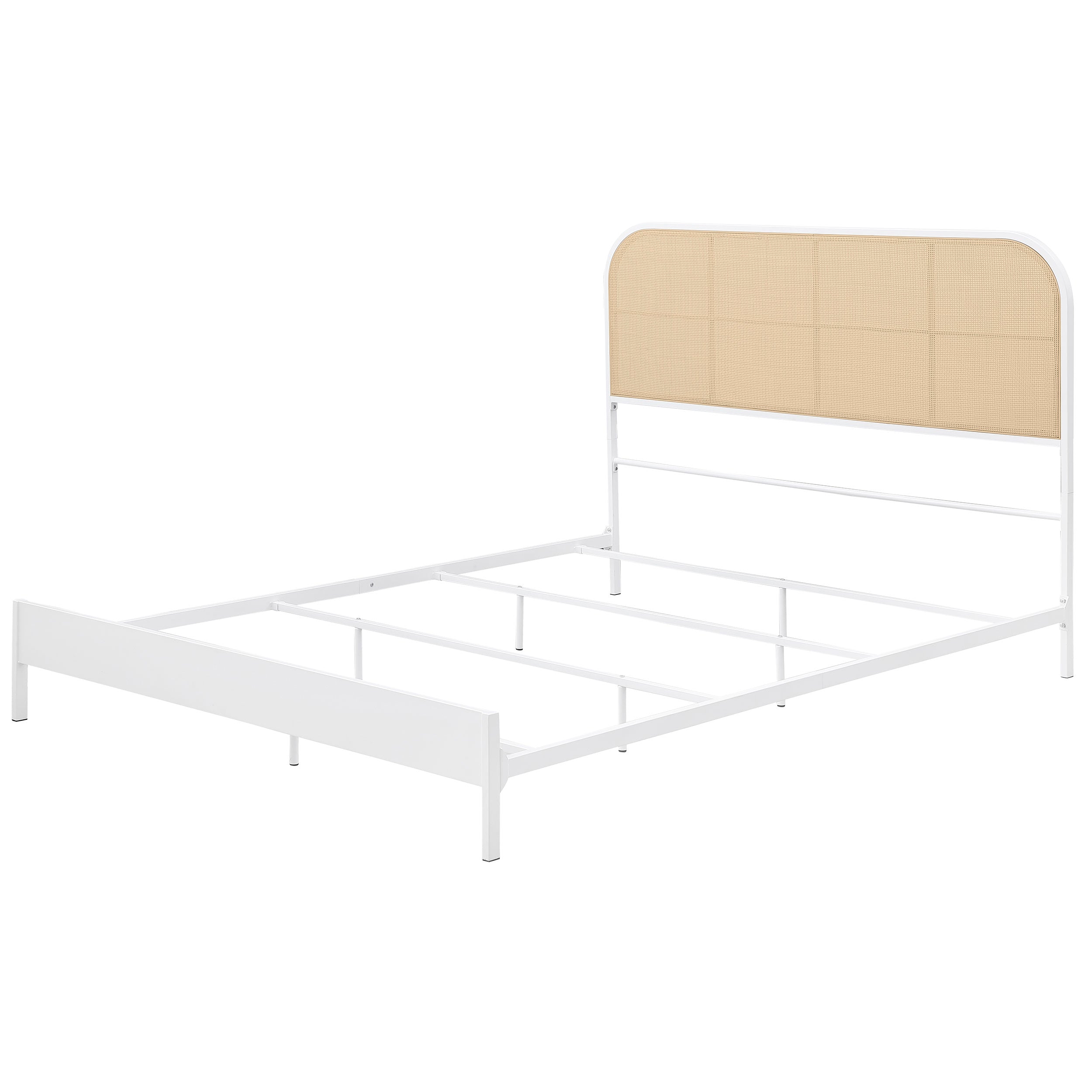 Kenneth White Radio Weave Queen Bed with Coastal White Metal Frame, Ra