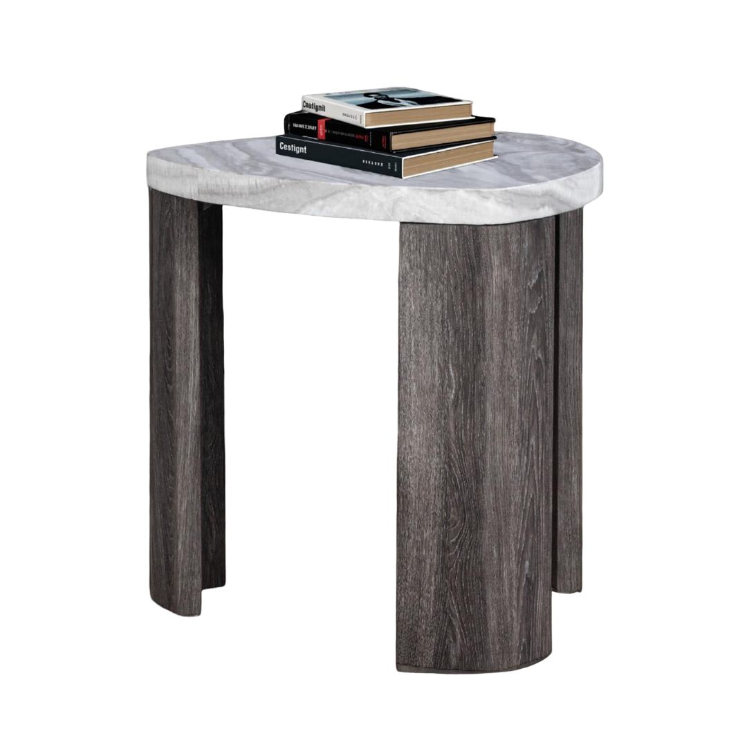 Contemporary Triangle End Table With Marble Pattern – Stylish, Space-S