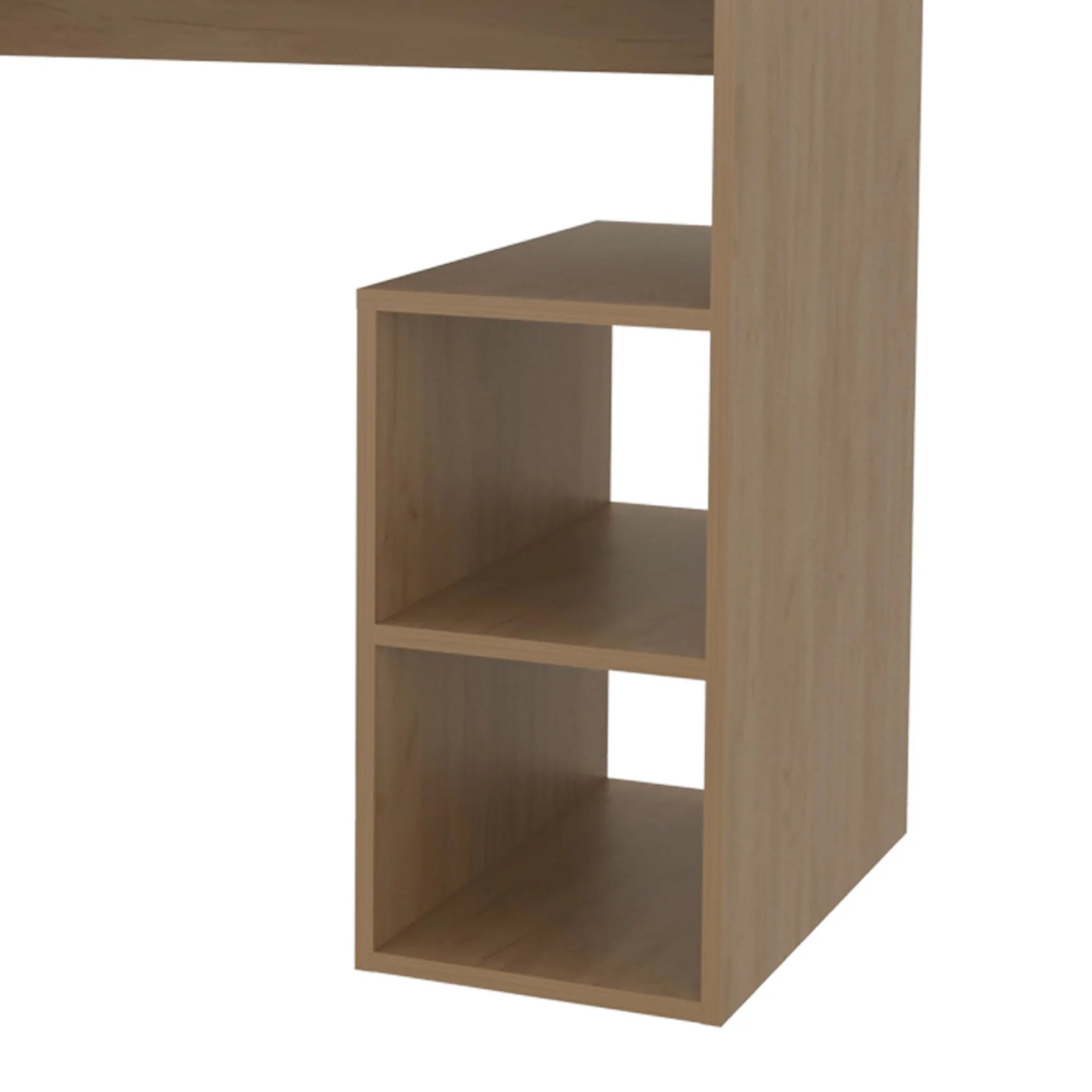 Natural Oak Computer Desk With Open Shelves - Stylish, Functional Desi