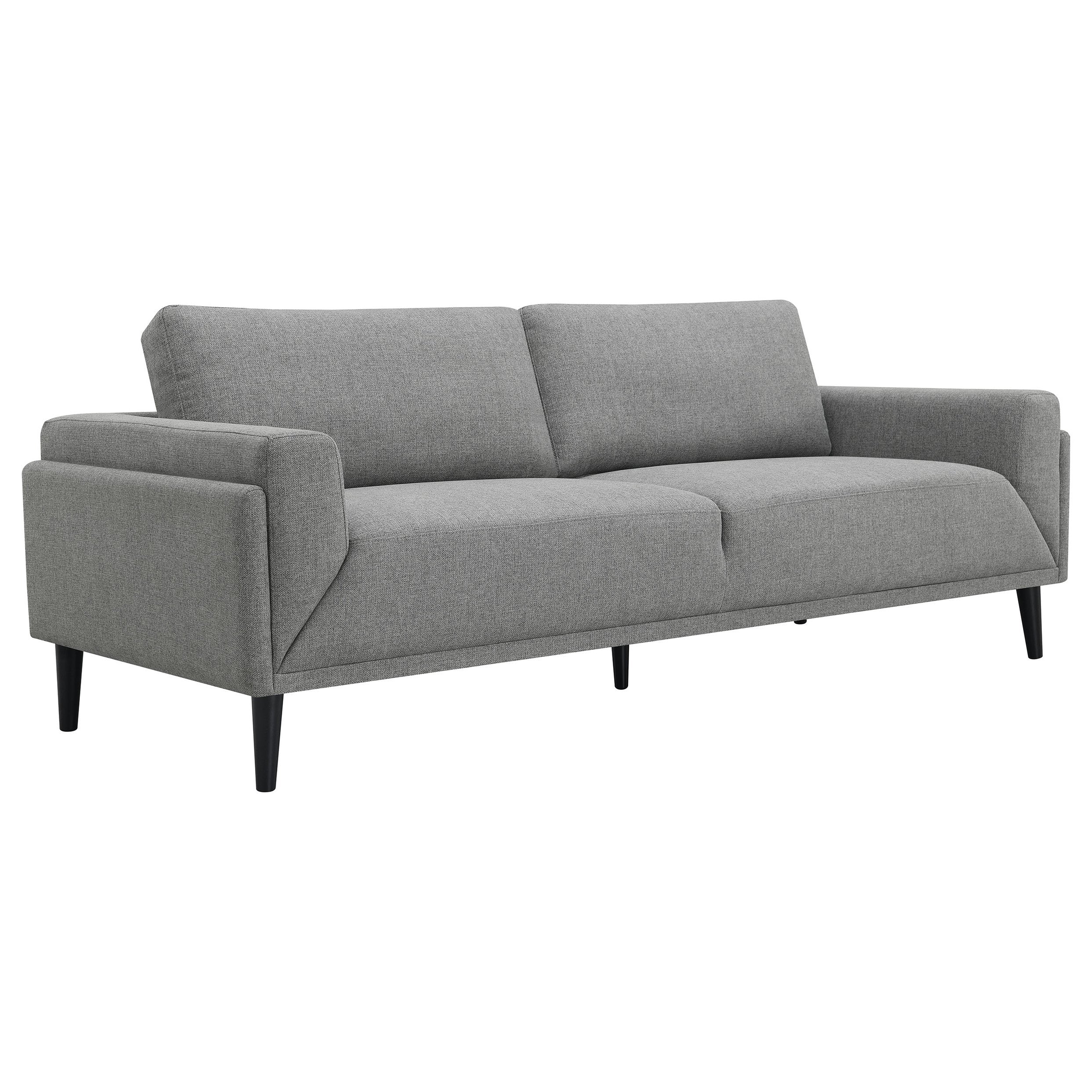 Andrena Grey 2-Piece Sofa Set - Modern Track Arm Design With Soft Upho