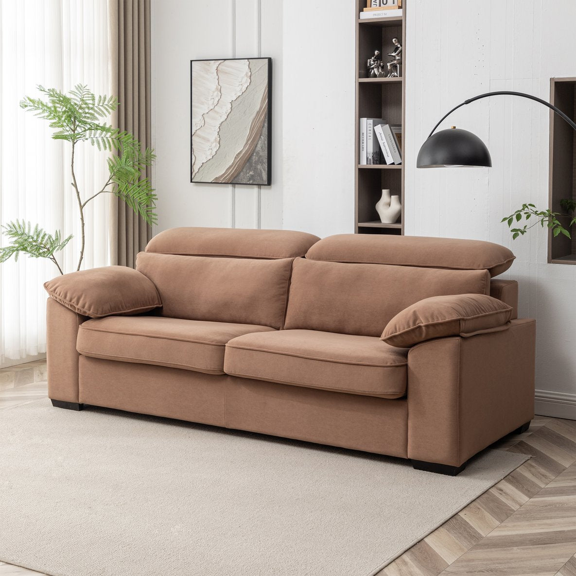 2-Seater Sofa Bed - Stylish Mid-Century Modern Convertible Couch, Quee