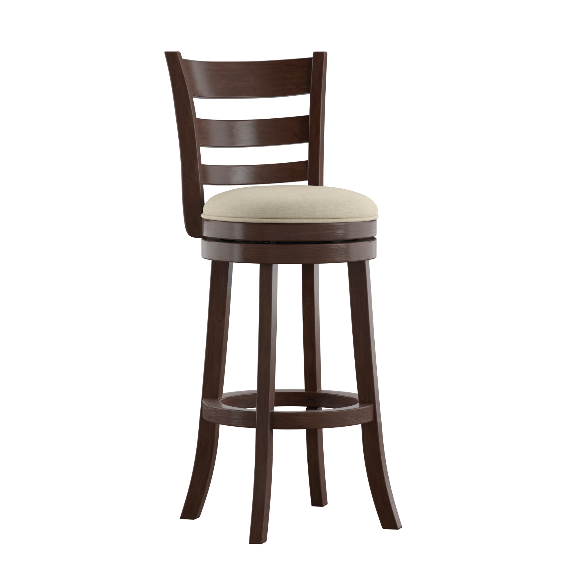 Wyatt Elegant Ladder Back Bar Stool with Soft Linen Upholstery and Stu