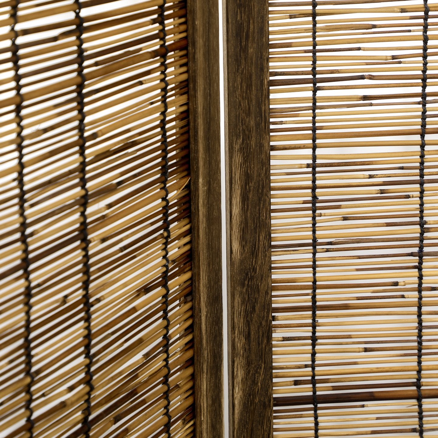 Homcom 4-Panel Reed Room Divider 5.5Ft Folding Privacy Screen, Hand-Wo