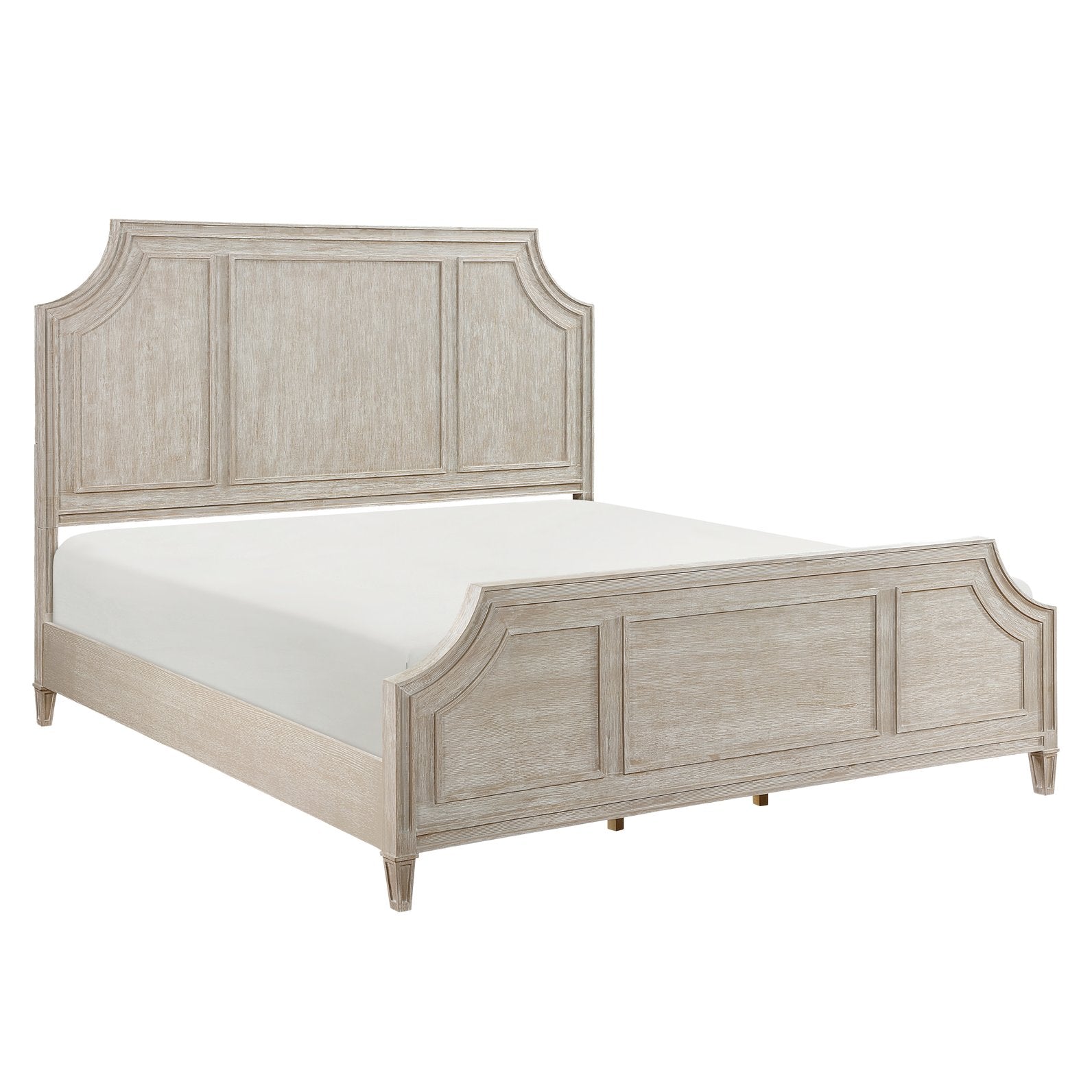 Traditional Leander Queen Bed Light Brown Oak Veneer Curved Frame Pict