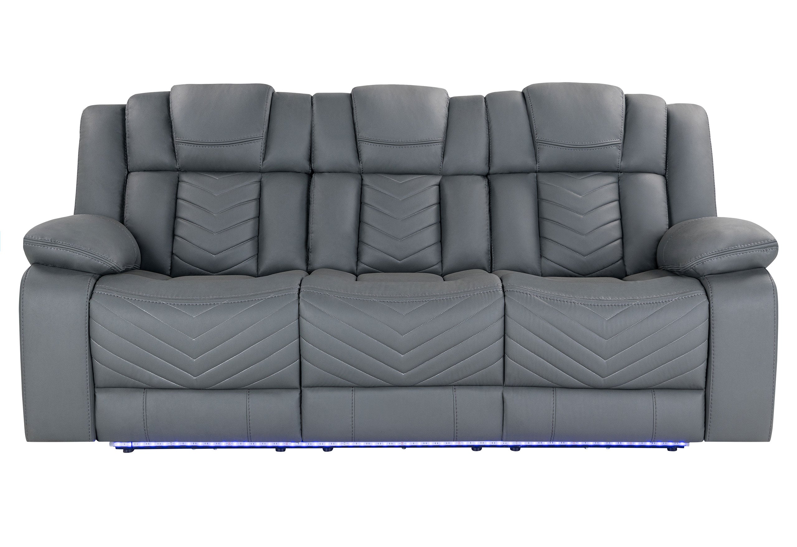 Raize Grey Power Reclining Sofa With Led, Usb & Wireless Charging, Dro