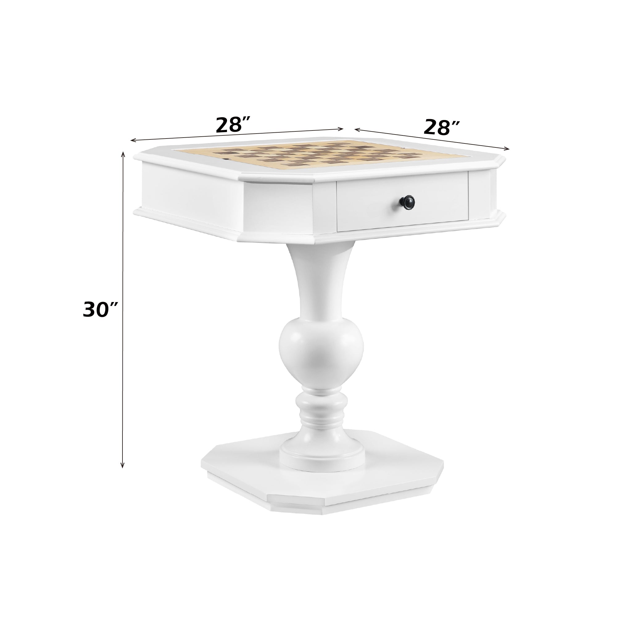 Galini Reversible Game Table With Drawer Storage, White Finish—Chess,
