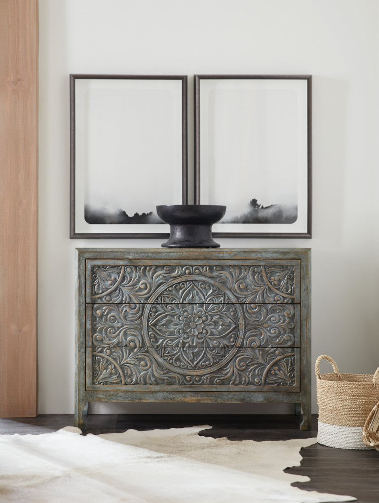 La Grange Lockhart Three-Drawer Chest In Blue Bonnet Finish — Pecky Hi