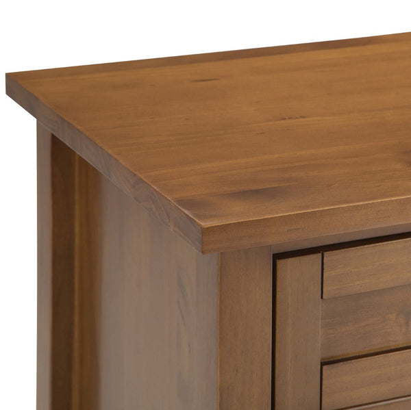 Warm Handcrafted Solid Wood Shaker Bedside Table with 2 Drawers & Open ...
