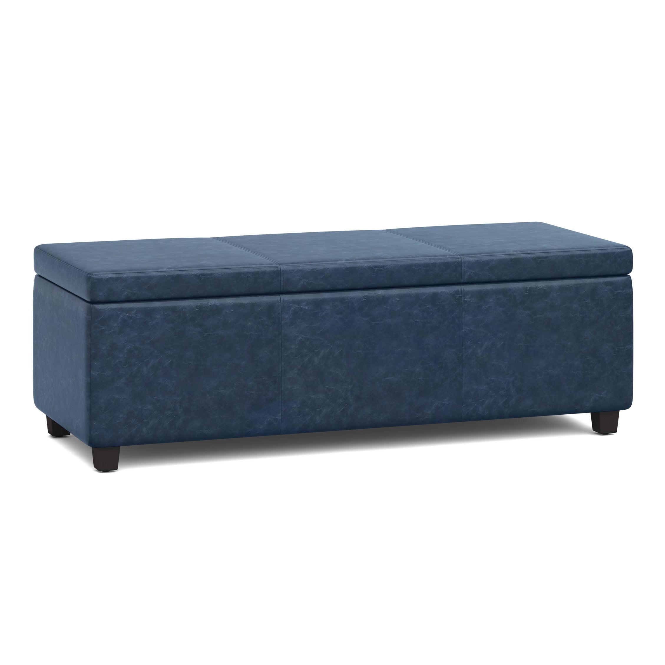 Avalon Storage Ottoman Bench In Denim Blue - Versatile Seating & Styli
