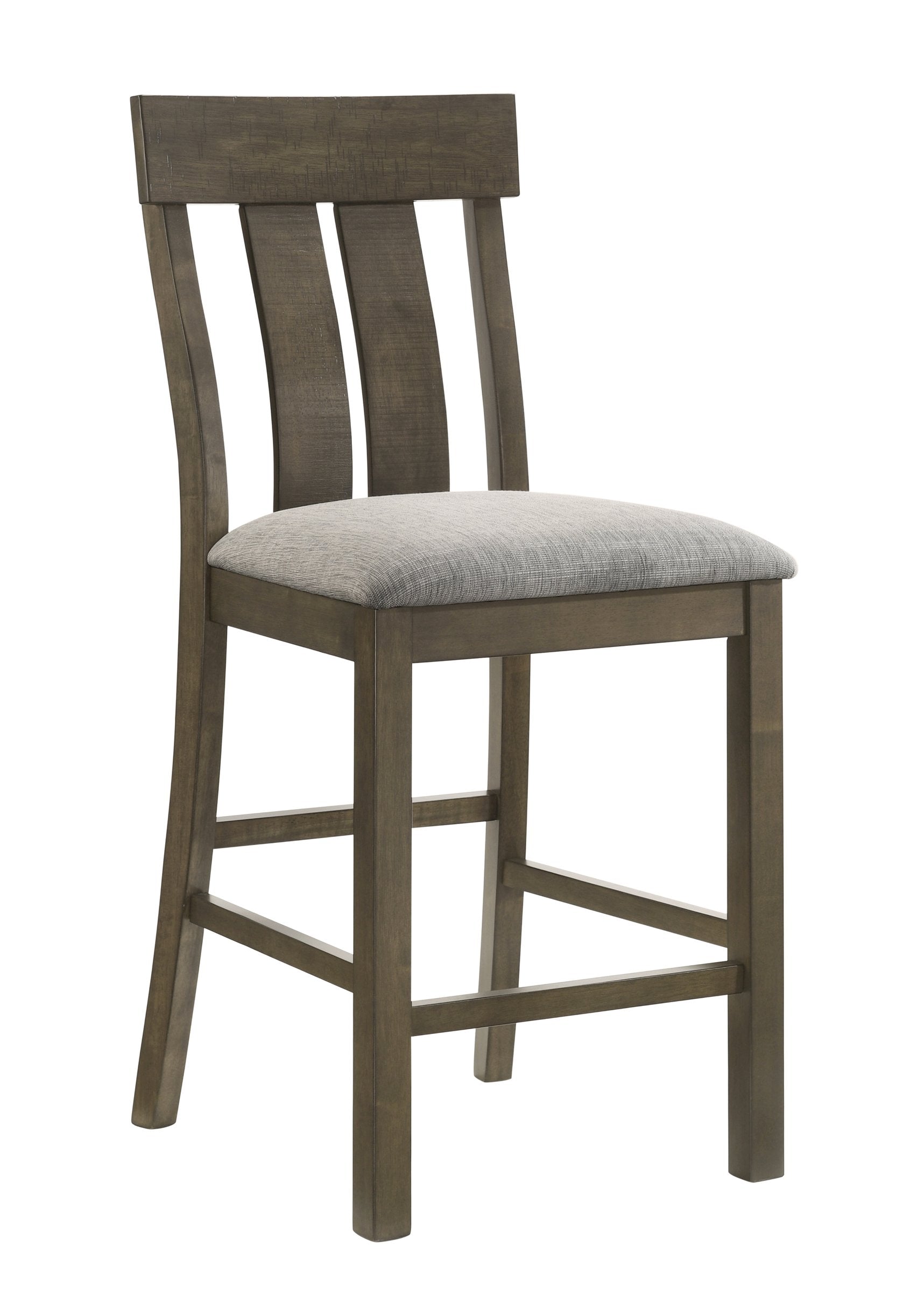 2Pc Counter Height Rustic Upholstered Dining Chairs With Slat Back, So