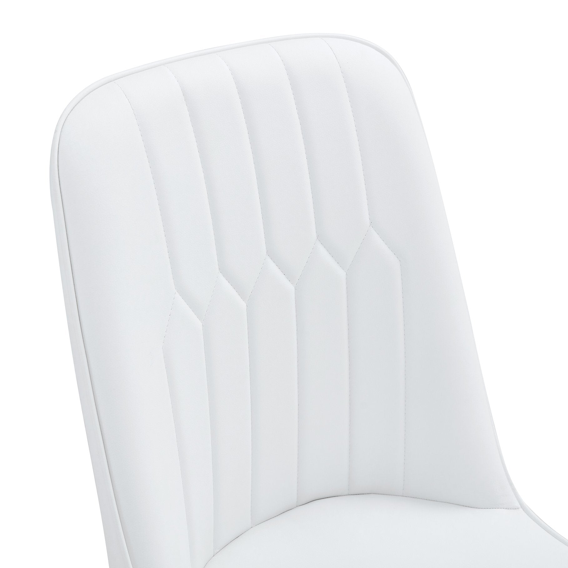 2 Modern Dining Chairs White+Gold Pu Cushion Ergonomic Curved Back Gol