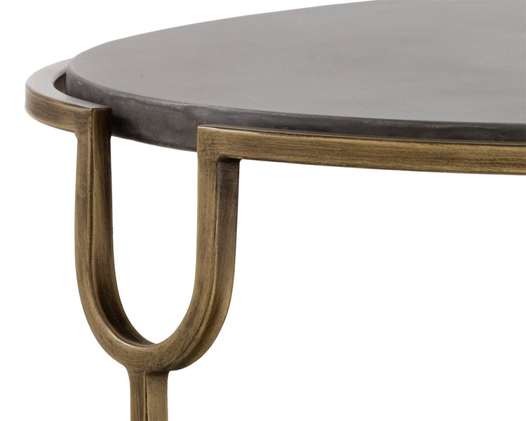 Arya Coffee Table - Elegant Oval Design with Antique Brass Frame & Uni