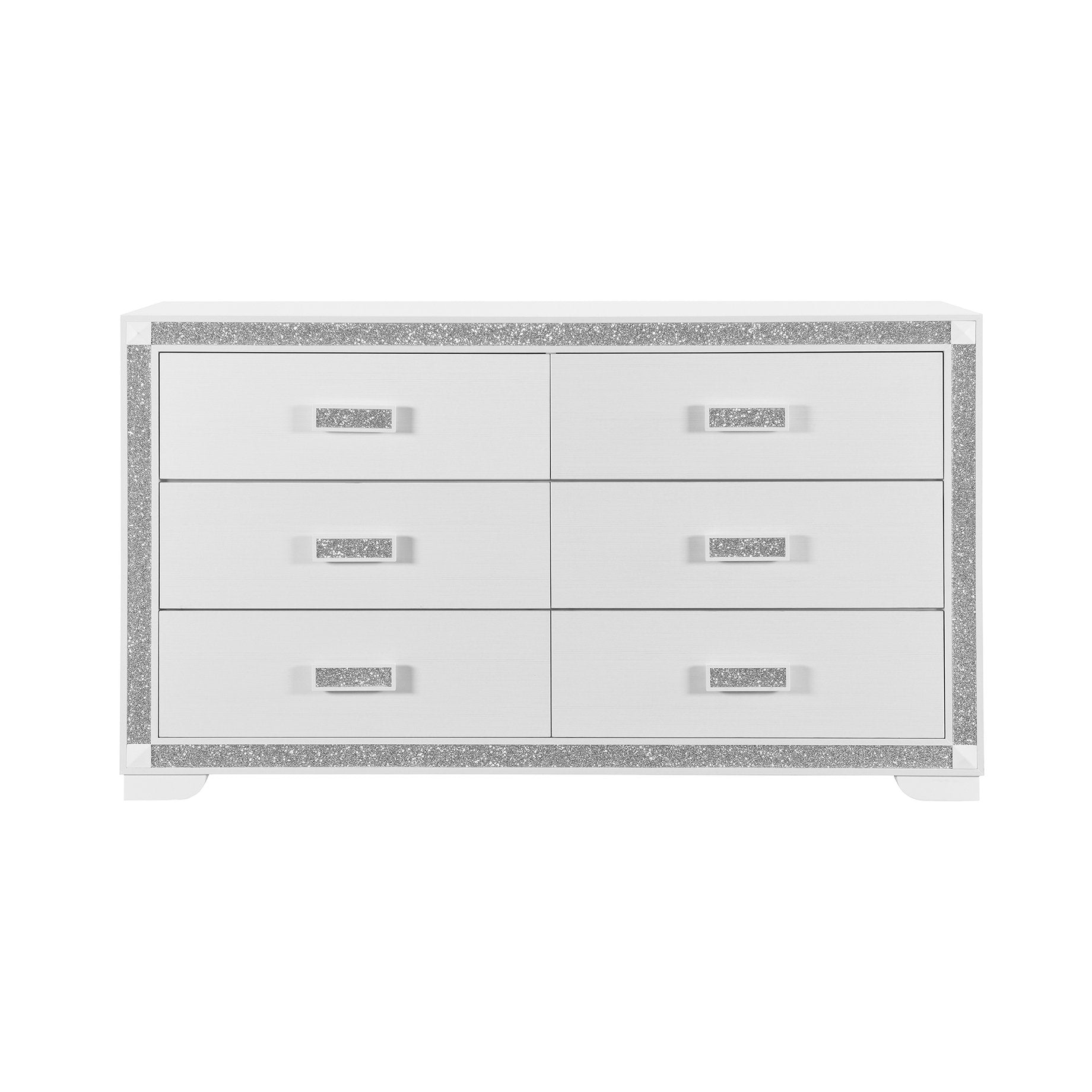 Soulmarie Glitter Chest With Spacious Drawers And Curved Legs In Solid