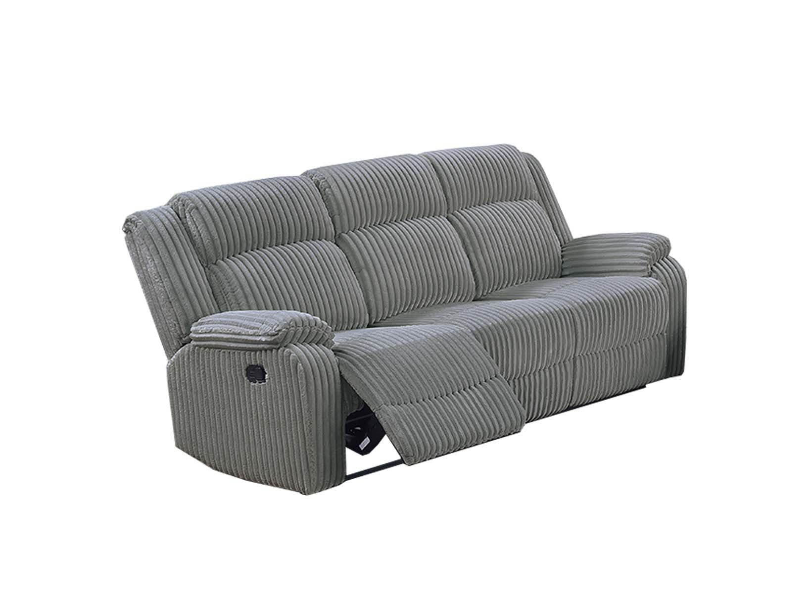 Motion Sofa Set With Loveseat & Console - Cozy Smoke Fur-Like Corduroy