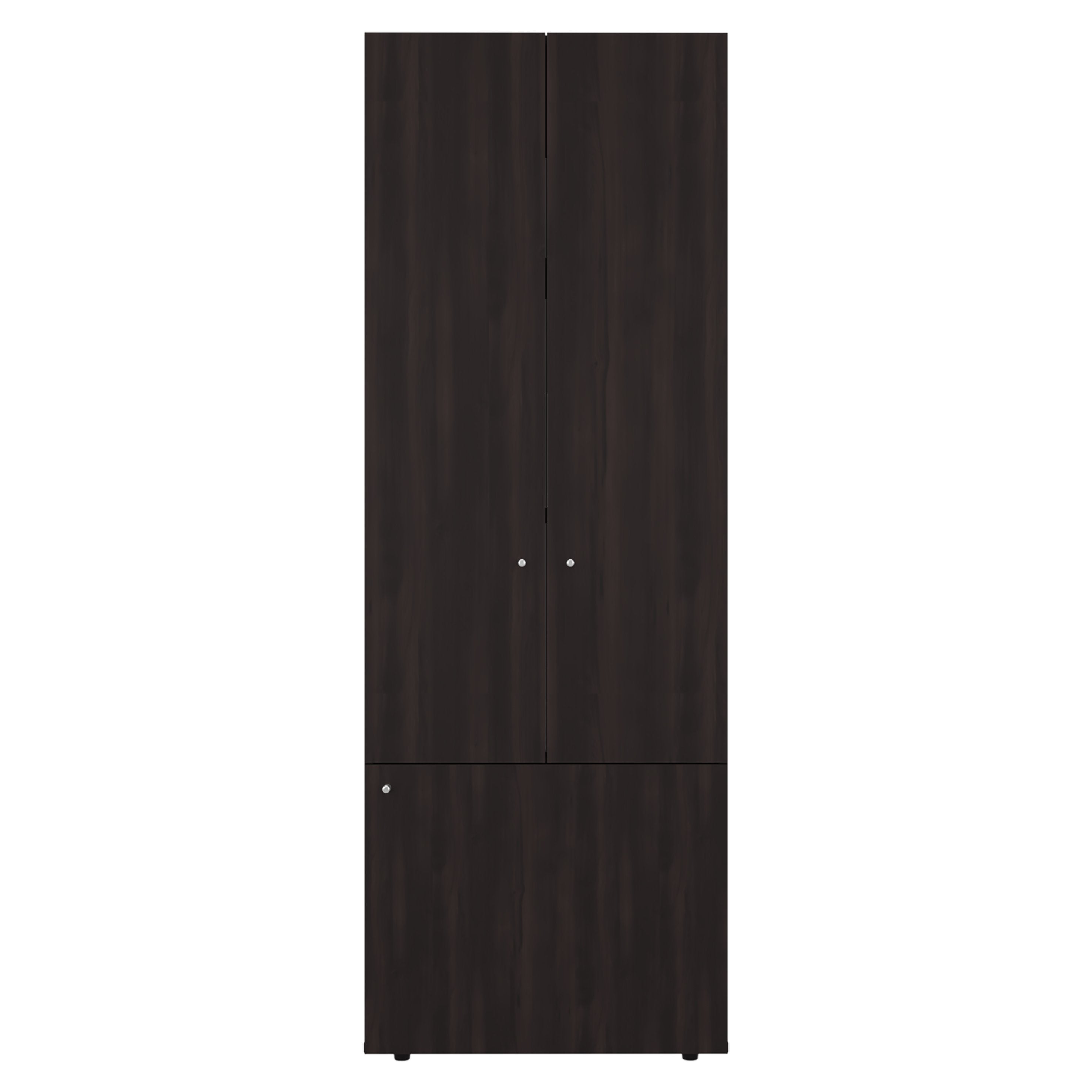 Home 3 Door Closet System - Stained Walnut Bedroom Storage With Hangin