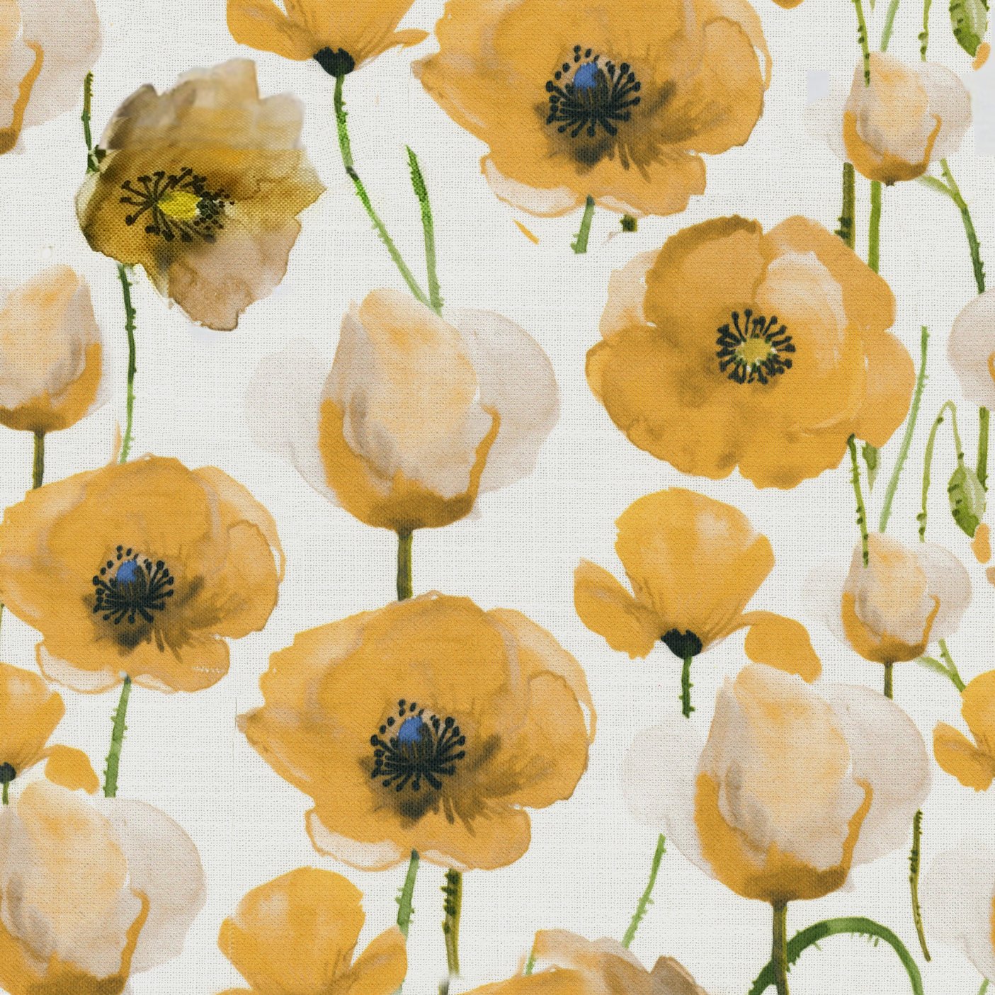 Wallace & Bay - Golden Floral Storage Ottoman With Golden Poppy Fabric