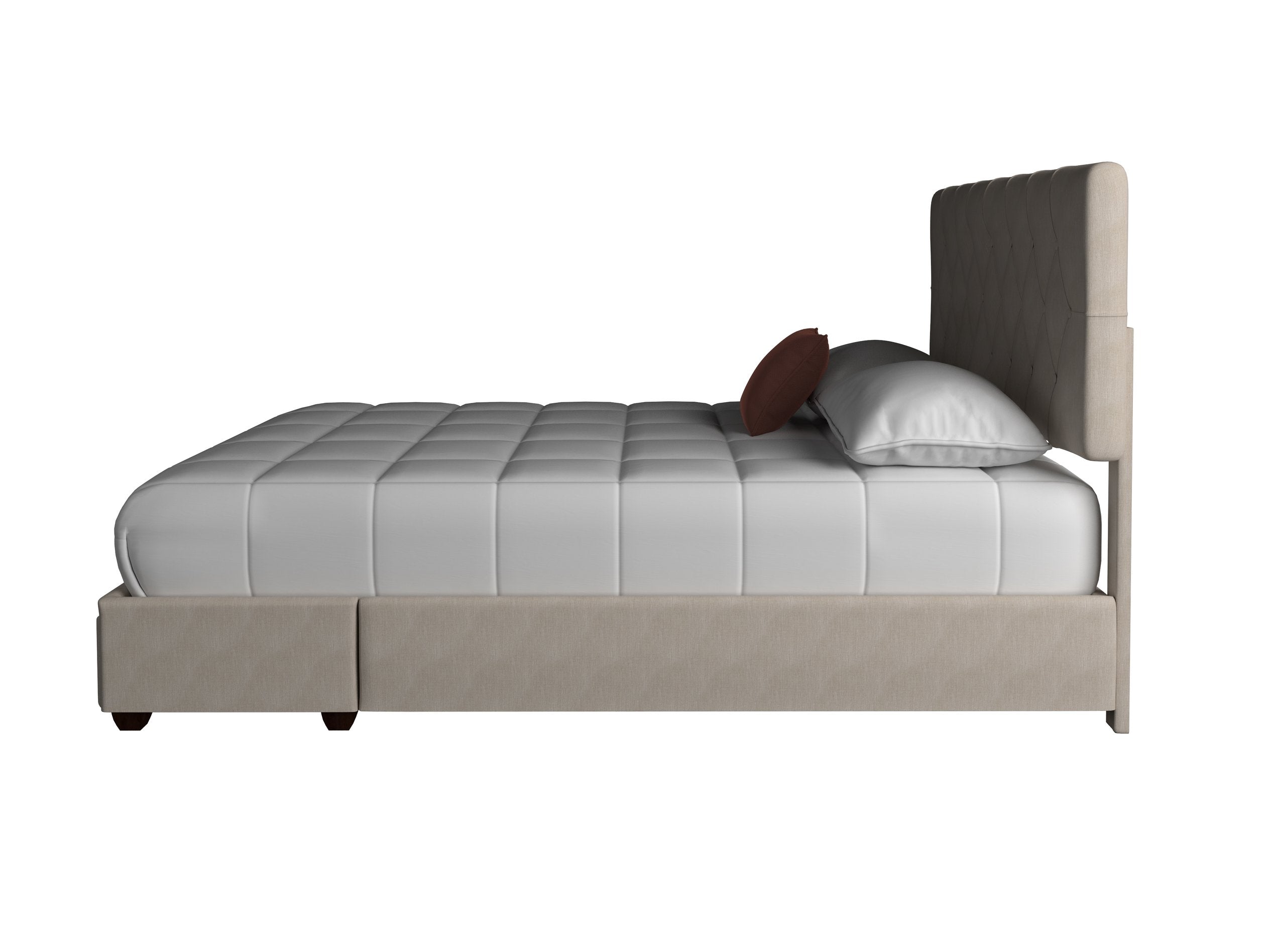 Queen Upholstered Storage Bed In A Box With Built-In Drawers And Polye