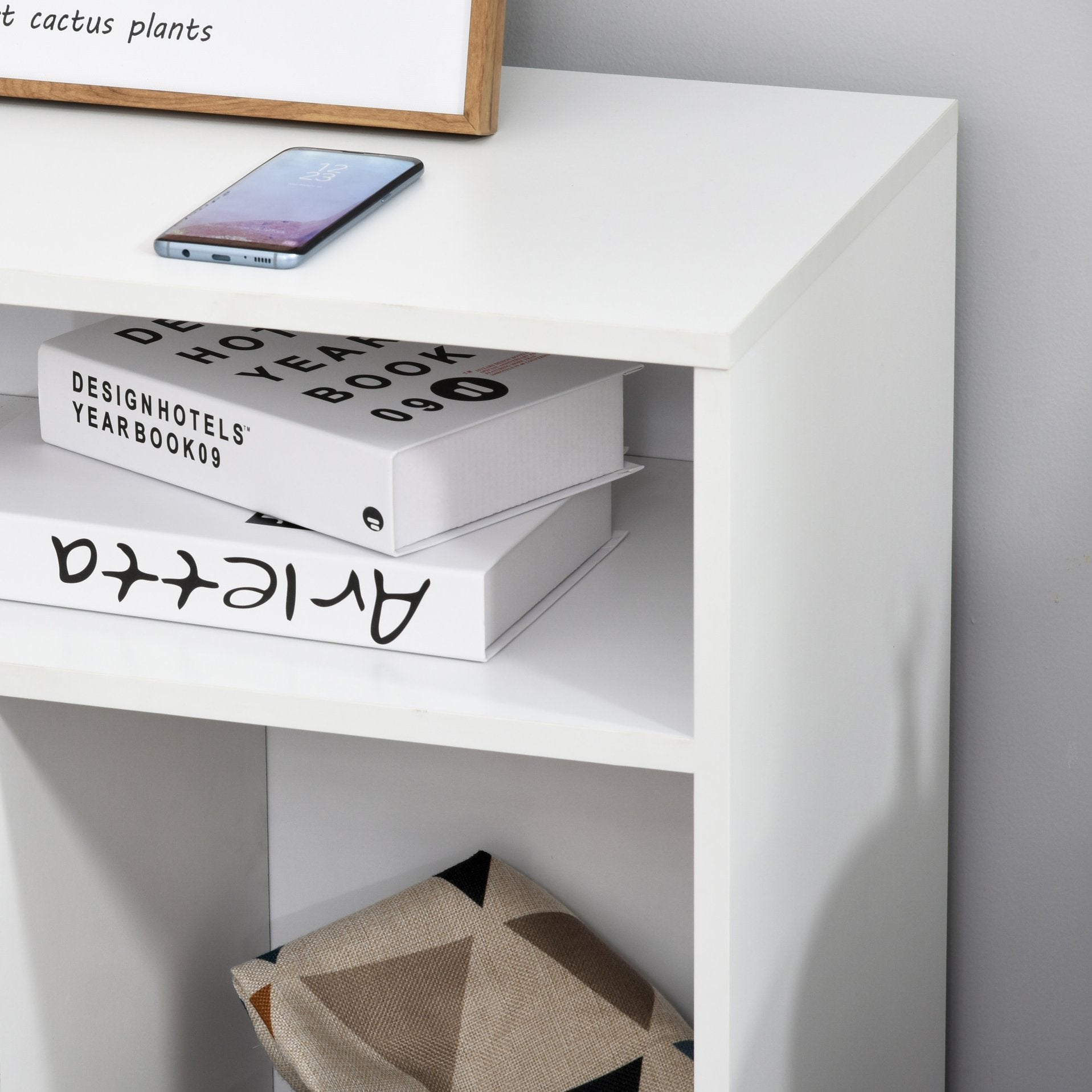 Homcom Printer Stand with Wheels, Locking Breaks, Drawer - White