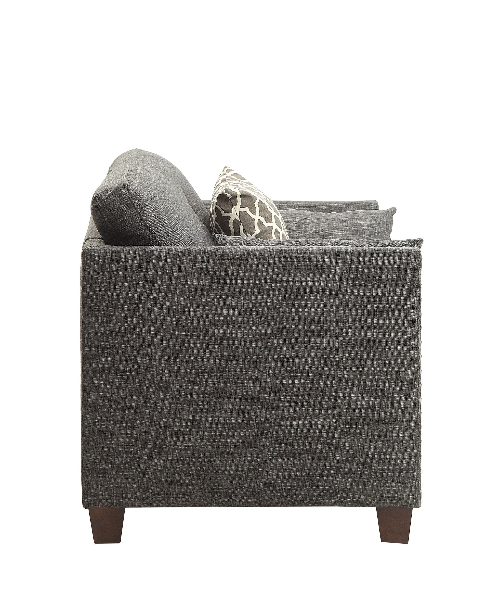 Laurissa Light Charcoal Linen Club Chair With 3 Pillows, Buttonless Tu